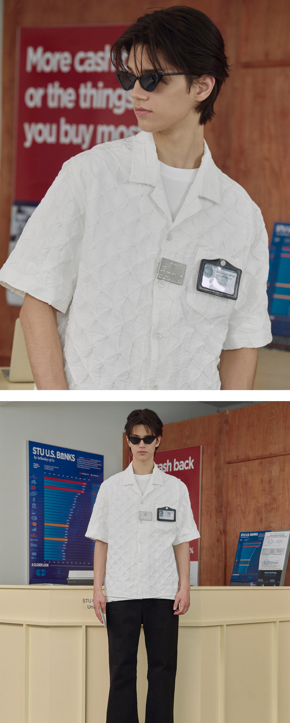 에스티유 엠보더리 범피 셔츠 화이트 | STU | KREAM