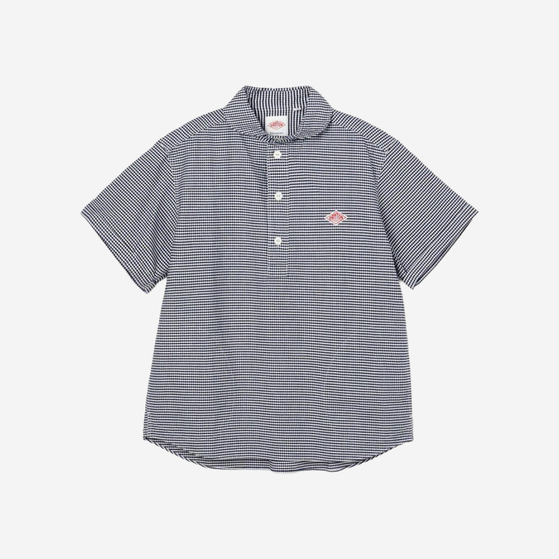 단톤 옥스포드 라운드 칼라 풀오버 숏슬리브 셔츠 네이비 깅엄 | Danton | KREAM