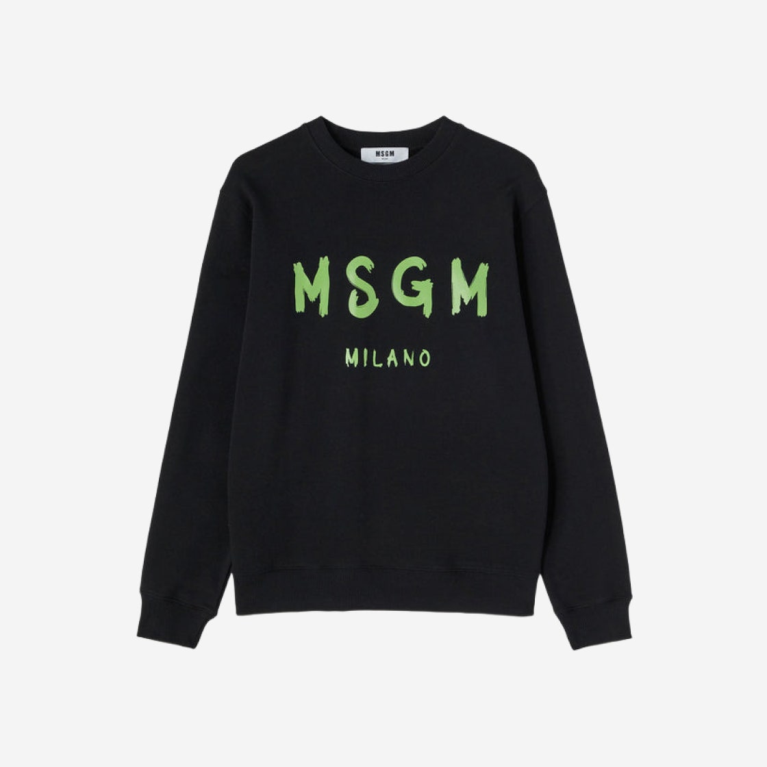 엠에스지엠 브러쉬드 MSGM 로고 솔리드 컬러 코튼 크루넥 스웨트셔츠 블랙 | MSGM | KREAM