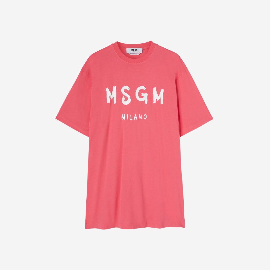 (W) 엠에스지엠 브러쉬드 로고 코튼 크루넥 티셔츠 푸시아 | MSGM | KREAM