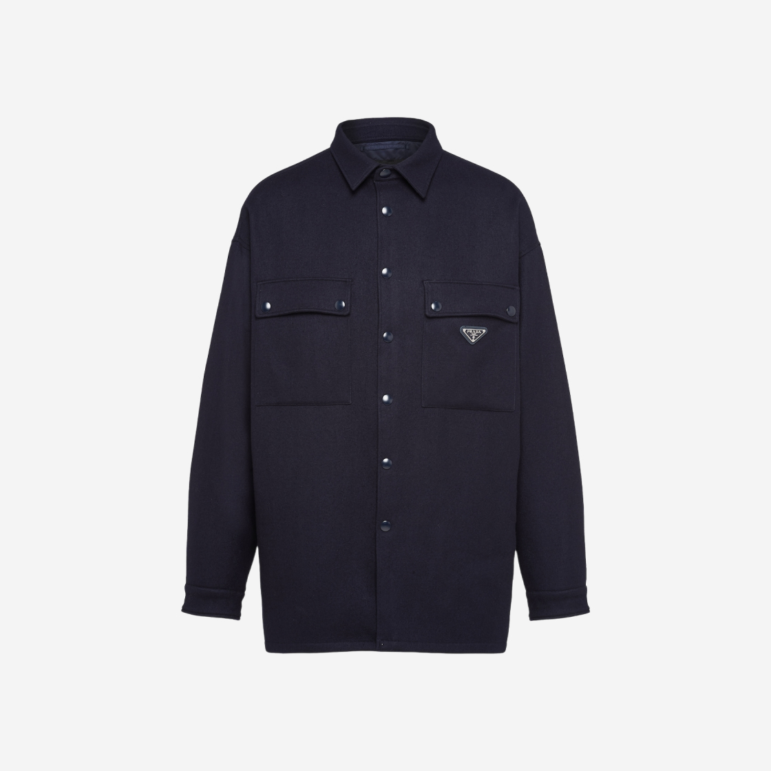 프라다 카멜 헤어 셔츠 네이비 | Prada | KREAM