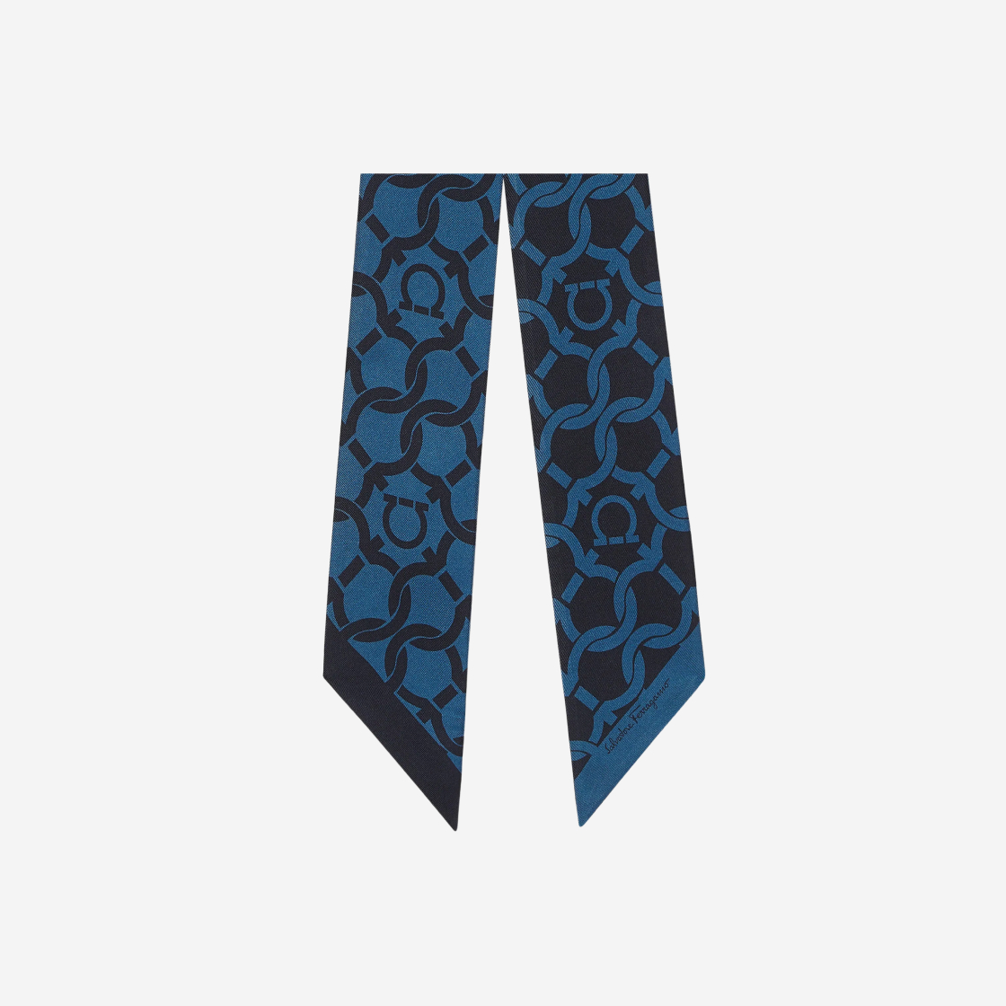 (W) 페라가모 간치니 프린트 실크 트윌리 네이비 메디테라네오 블루 | Ferragamo | KREAM