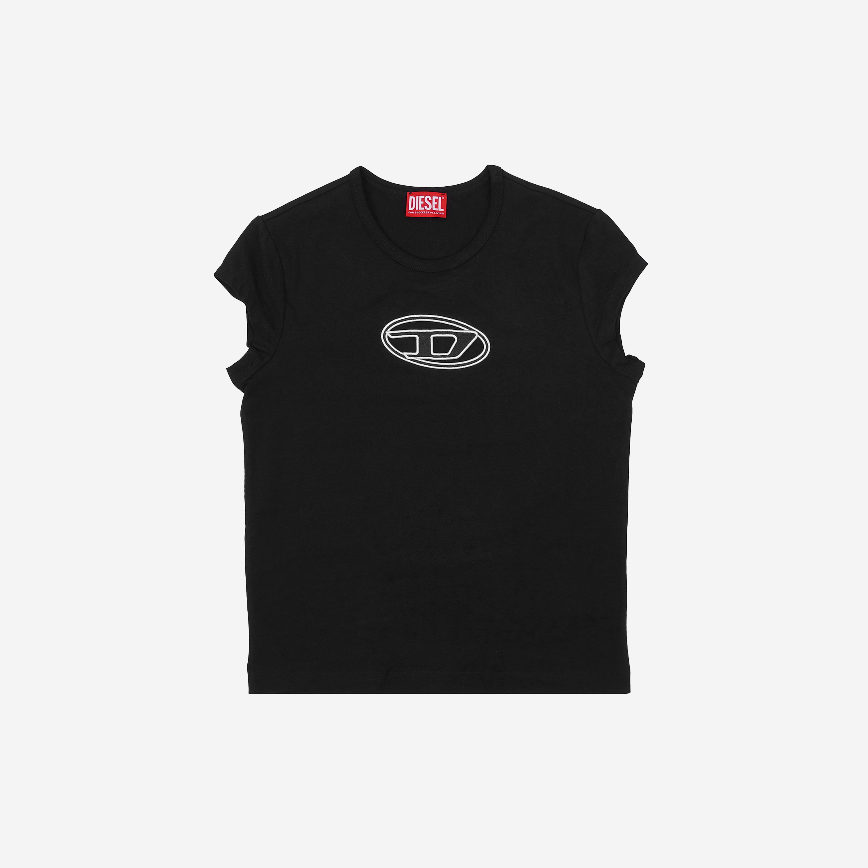 (W) 디젤 T-안지 피카부 로고 티셔츠 블랙 | KREAM