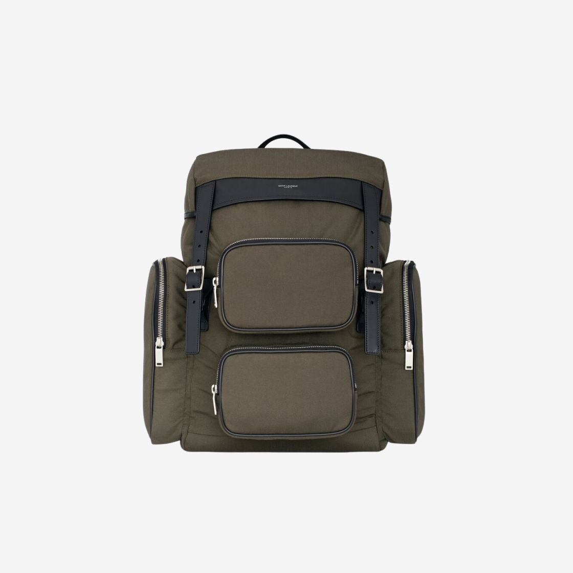 생로랑 캔버스 스무스 레더 나일론 시티 멀티포켓 백팩 카키 Saint Laurent Kream