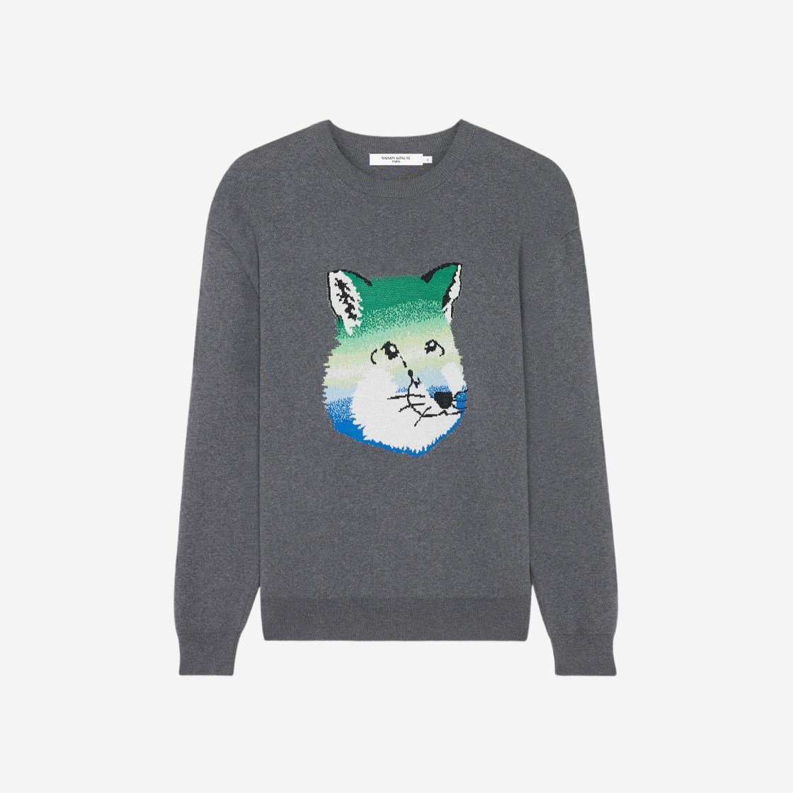 메종 키츠네 바이브런트 폭스 헤드 인스타시아 컴포트 풀오버 다크 그레이 멜란지 | Maison Kitsune | KREAM