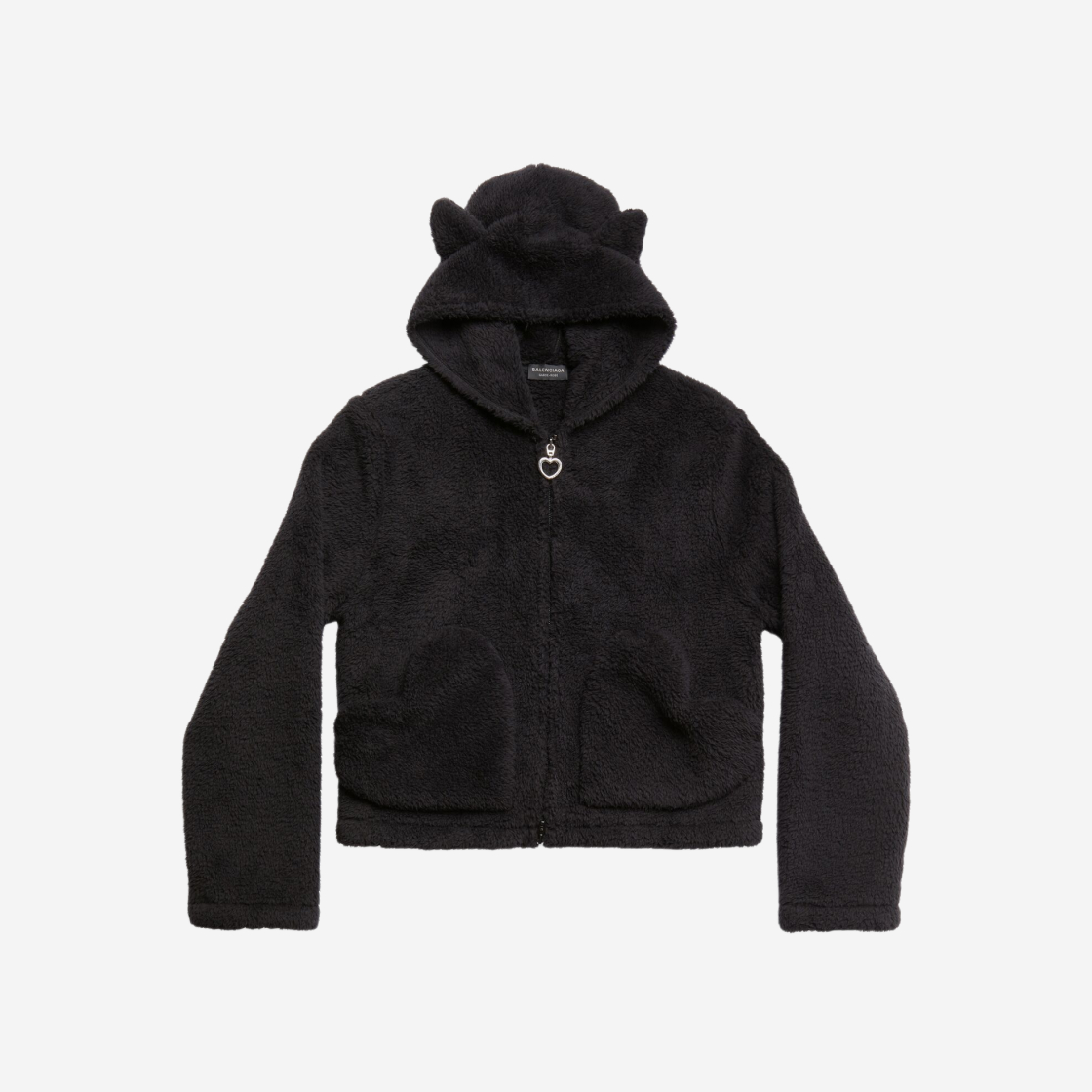 발렌시아가 소프트웨어 하트 집업 후드 스몰 핏 블랙 | Balenciaga | KREAM