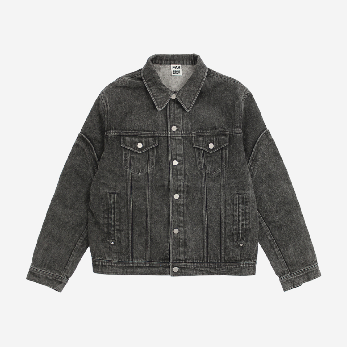 파프롬왓 서클 워시드 데님 자켓 블랙 | Farfromwhat | KREAM