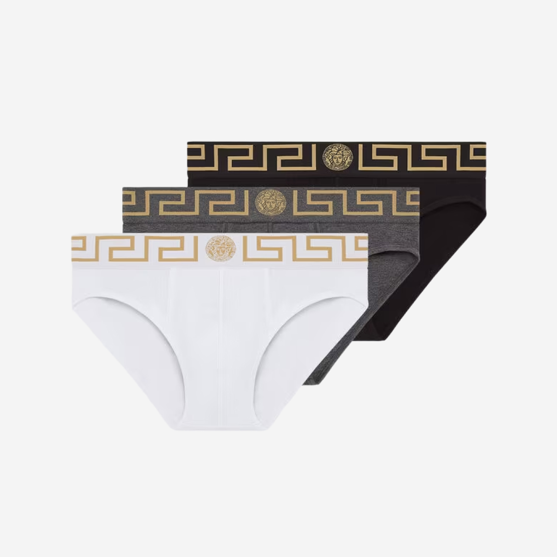 베르사체 그레카 보더 브리프 화이트 블랙 그레이 (3개입) | Versace | KREAM