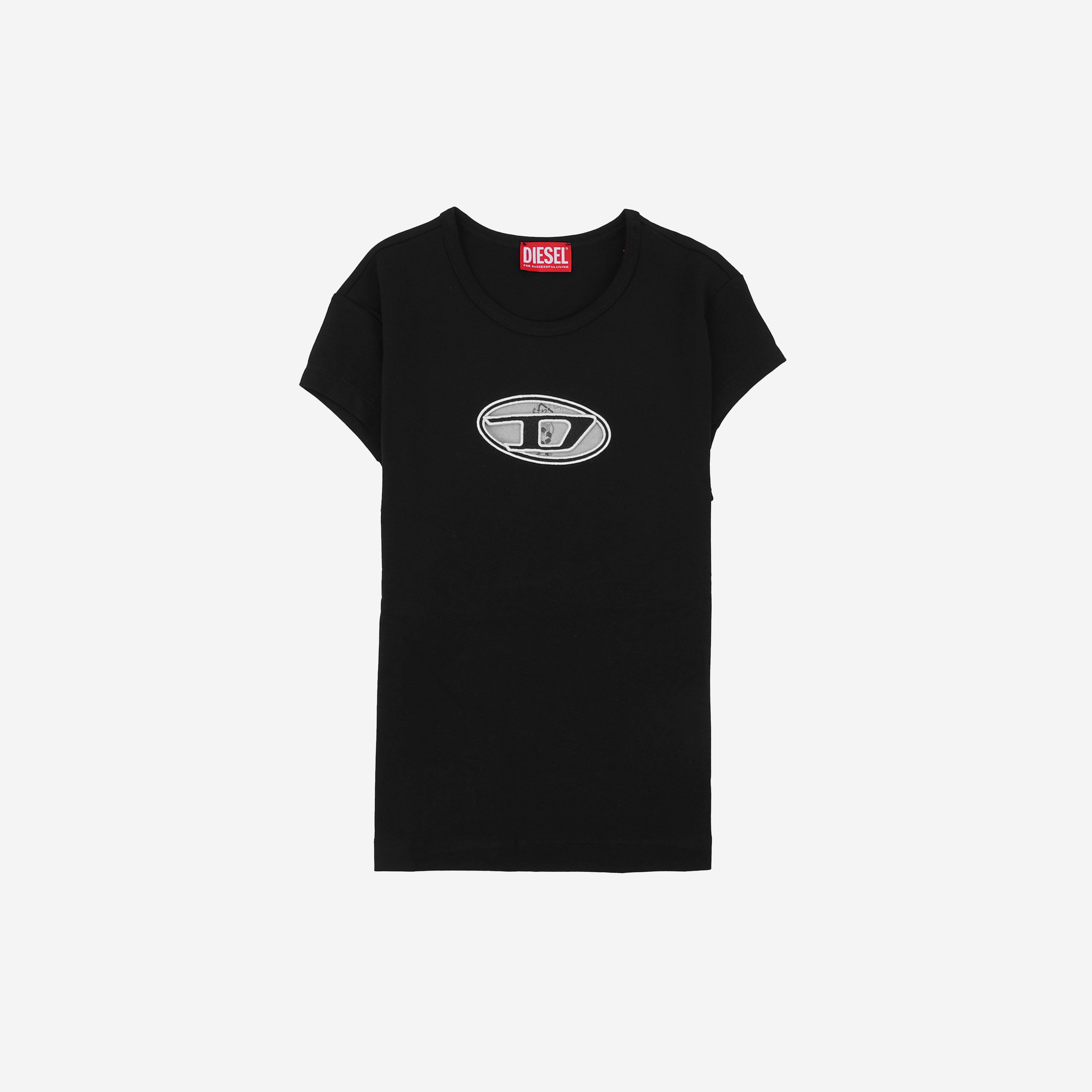 (W) 디젤 T-안지 피카부 로고 티셔츠 블랙 | KREAM