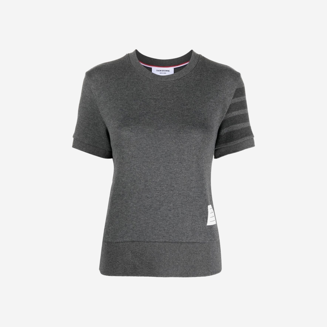 (W) 톰브라운 더블 페이스 사선 숏슬리브 풀오버 다크 그레이 | Thom Browne | KREAM