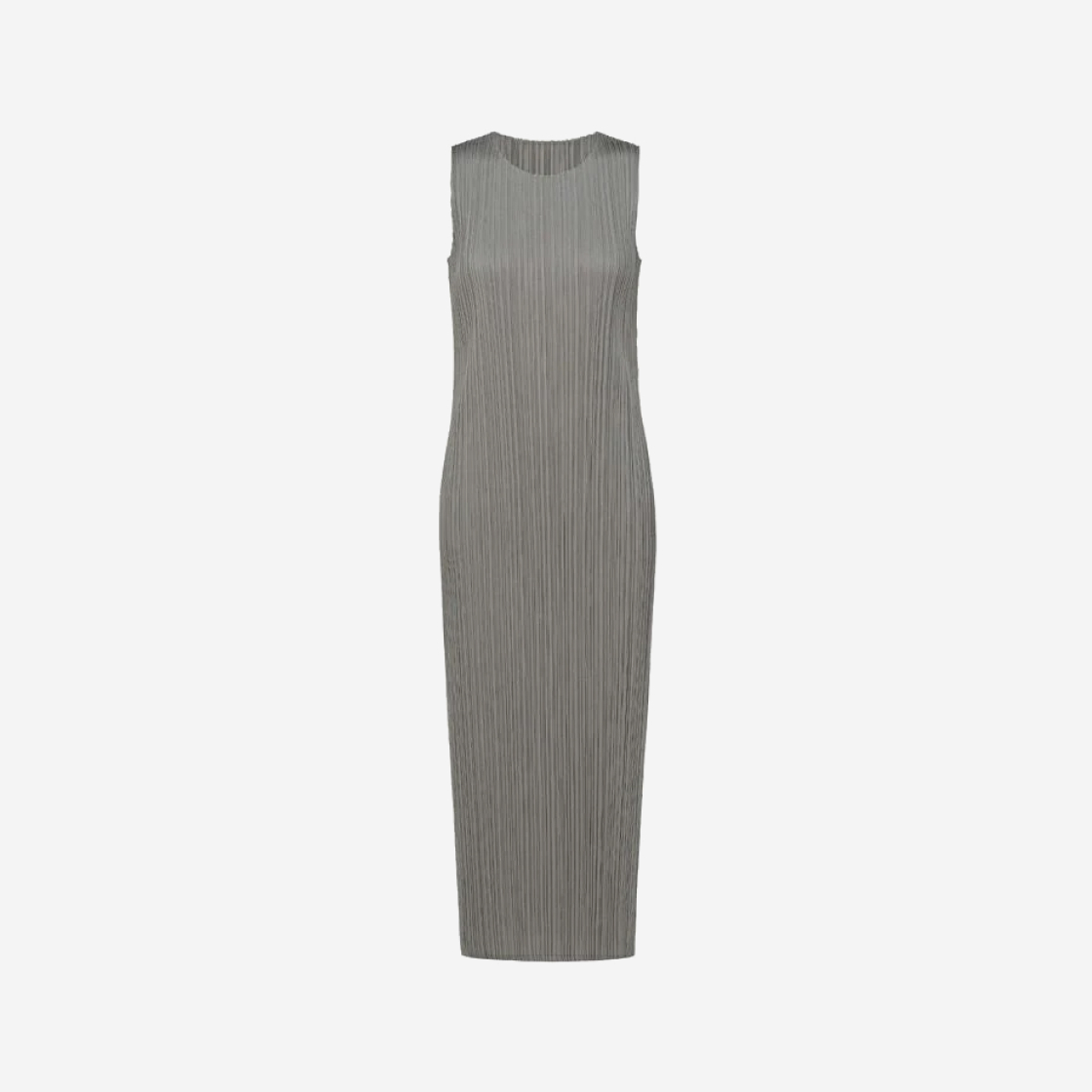 W 플리츠 플리즈 이세이 미야케 베이직 스트레이트 롱 드레스 그레이 Pleats Please Issey Miyake