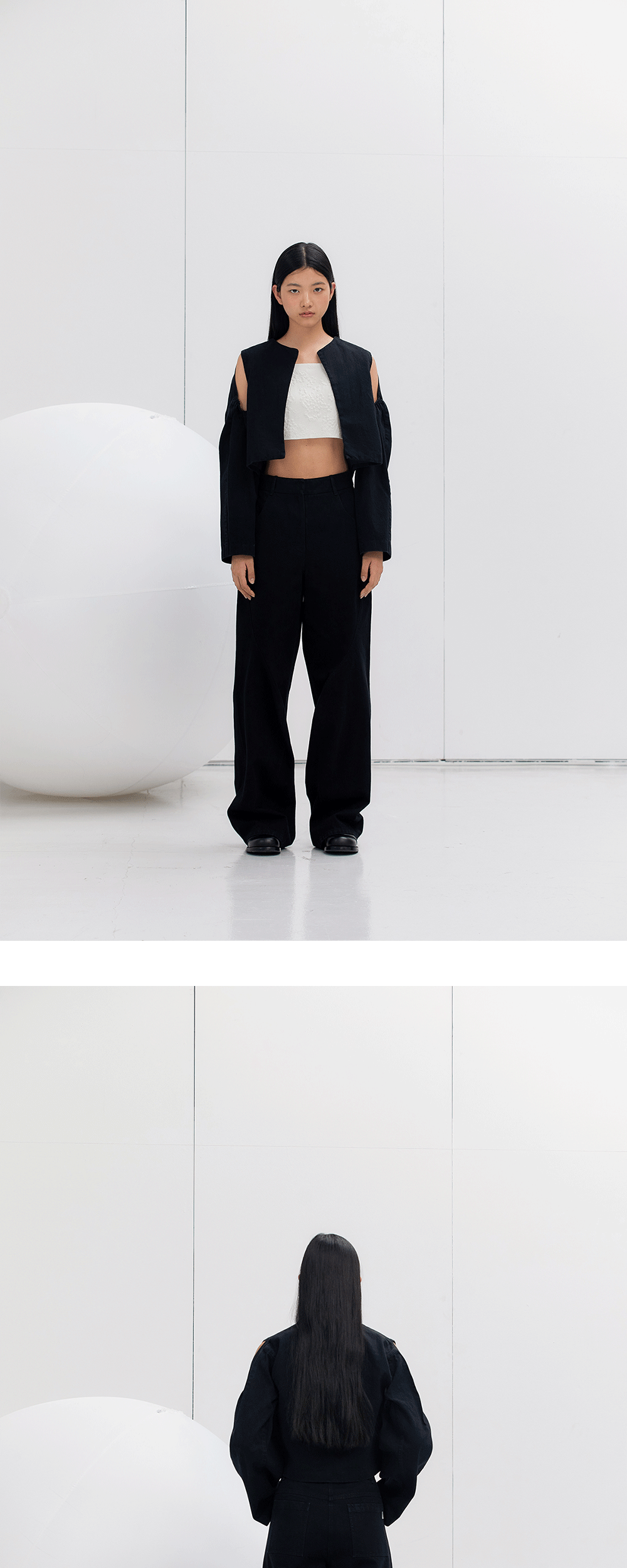 에핑글러 우먼 데님 셔링 크롭 자켓 블랙 | Epingler | KREAM