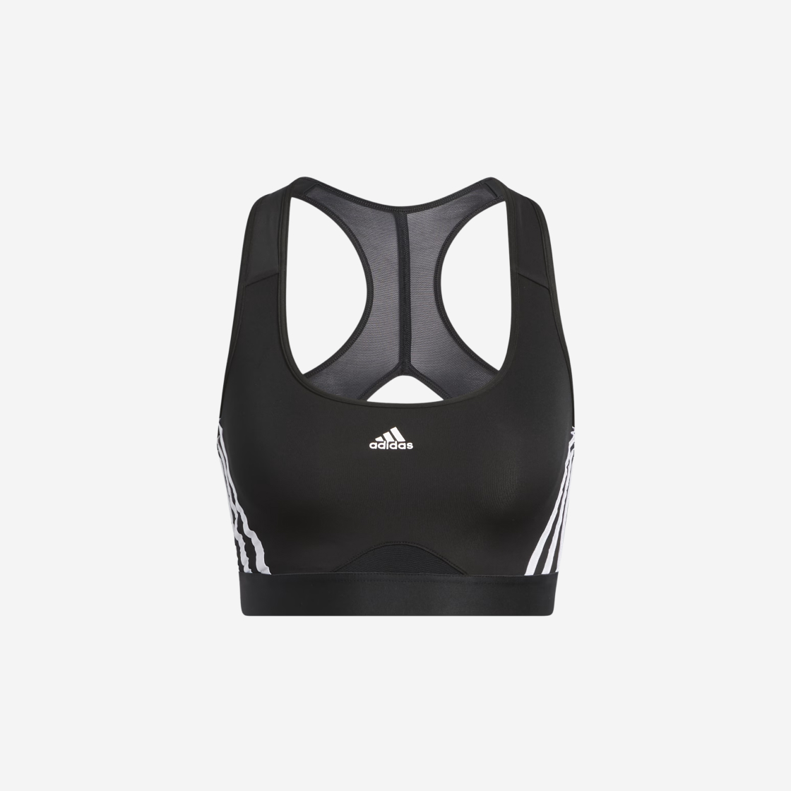 (W) 아디다스 파워리액트 트레이닝 미디엄 서포트 삼선 브라 블랙 - US 사이즈 | Adidas | KREAM