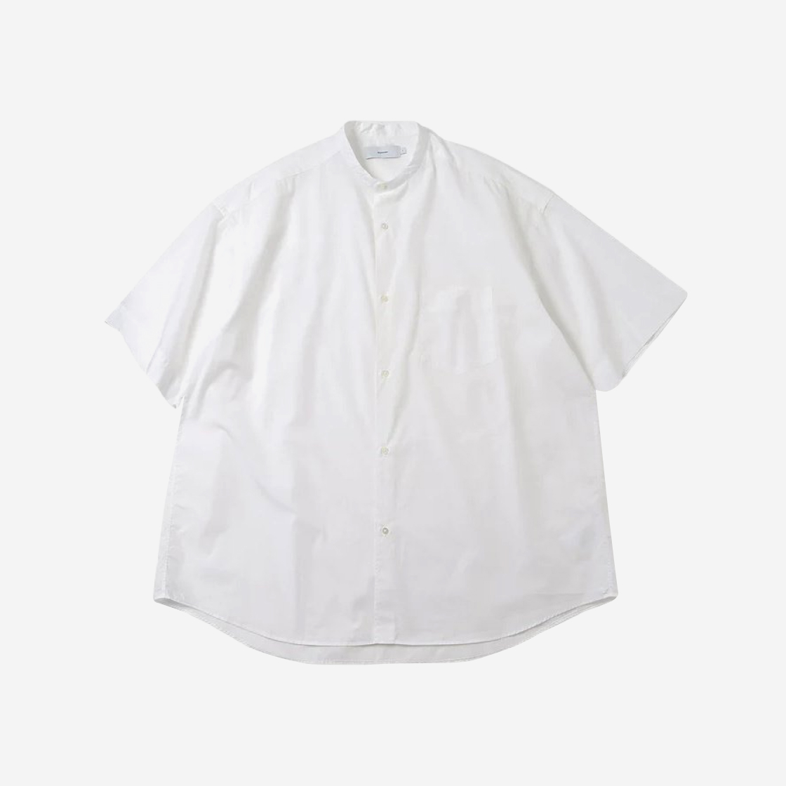 그라프페이퍼 브로드 숏슬리브 오버사이즈 밴드 칼라 셔츠 화이트 | Graphpaper | KREAM
