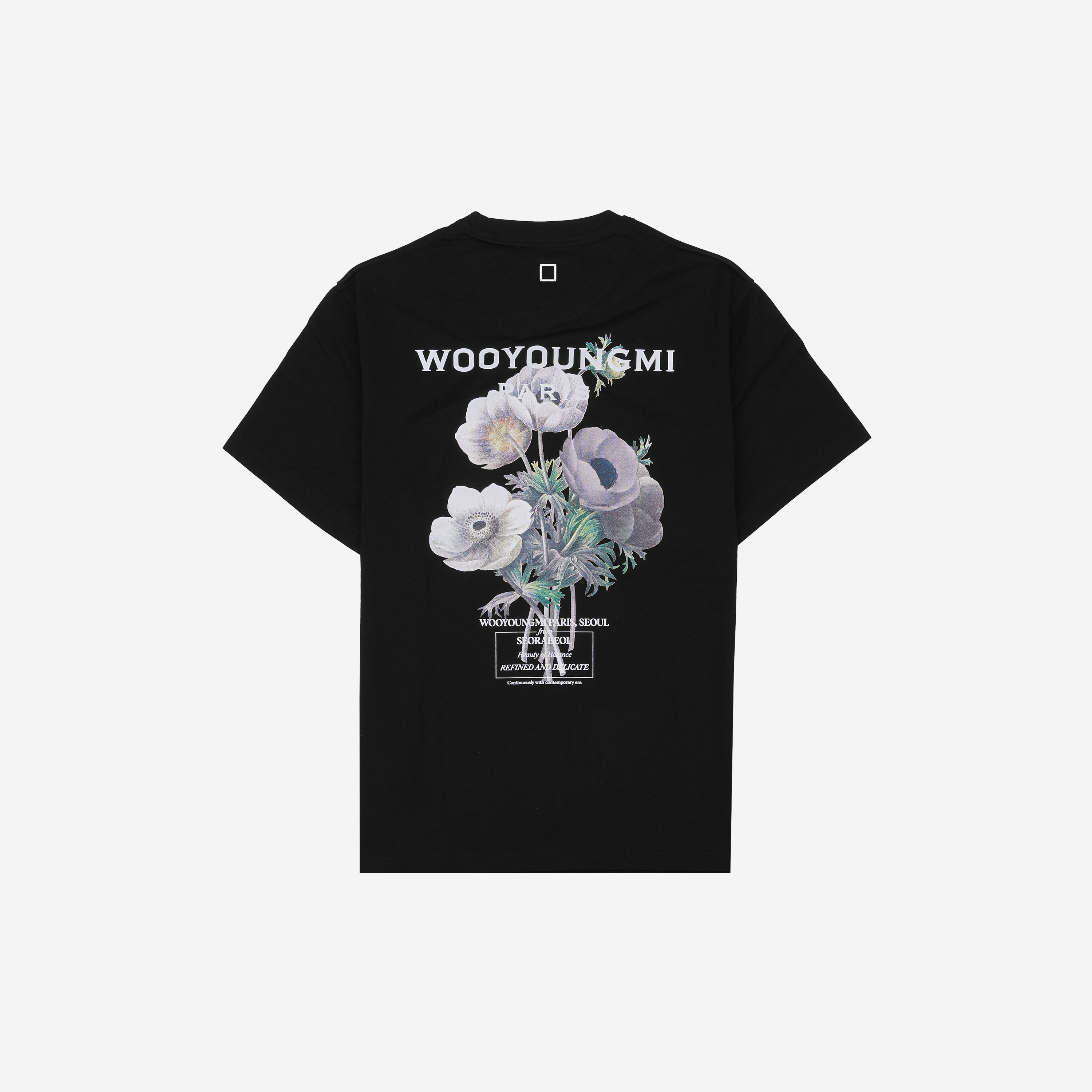 우영미 플라워 프린트 백로고 티셔츠 블랙 - 23FW | KREAM