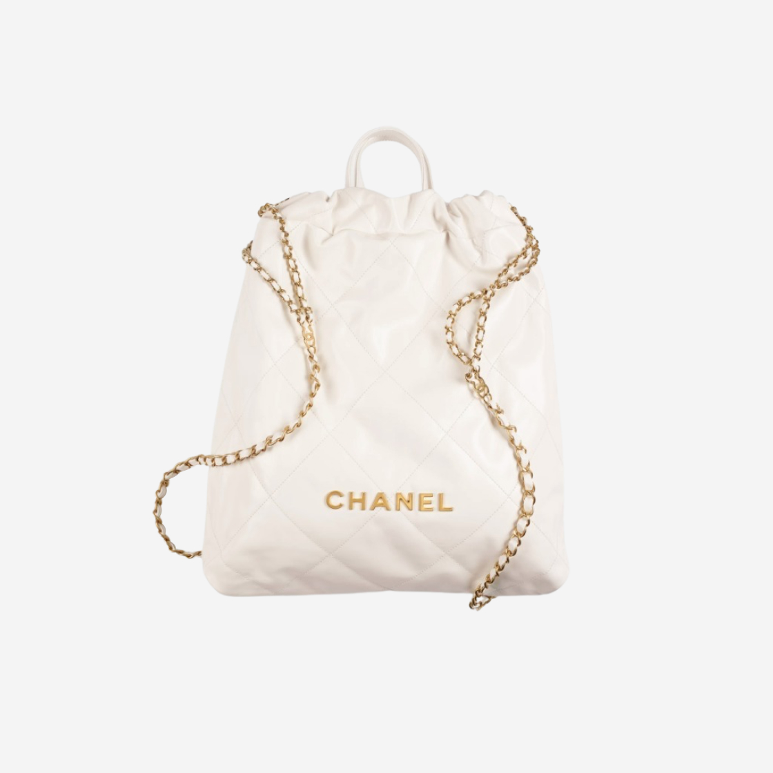 샤넬 22 백팩 샤이니 카프스킨 & 골드 메탈 화이트 | Chanel | KREAM