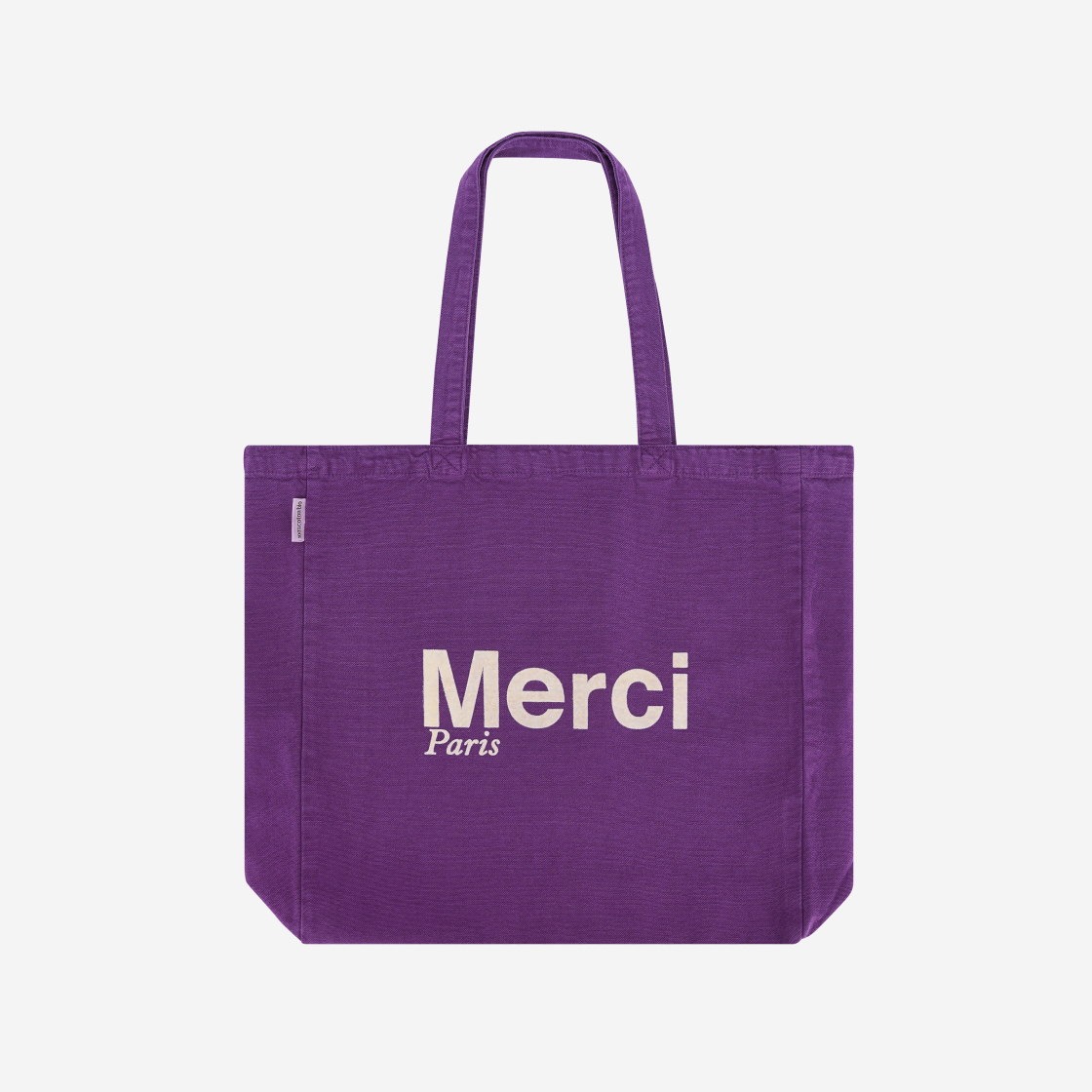 메르시 코튼 토트백 라지 퍼플 에크루 | Merci | KREAM