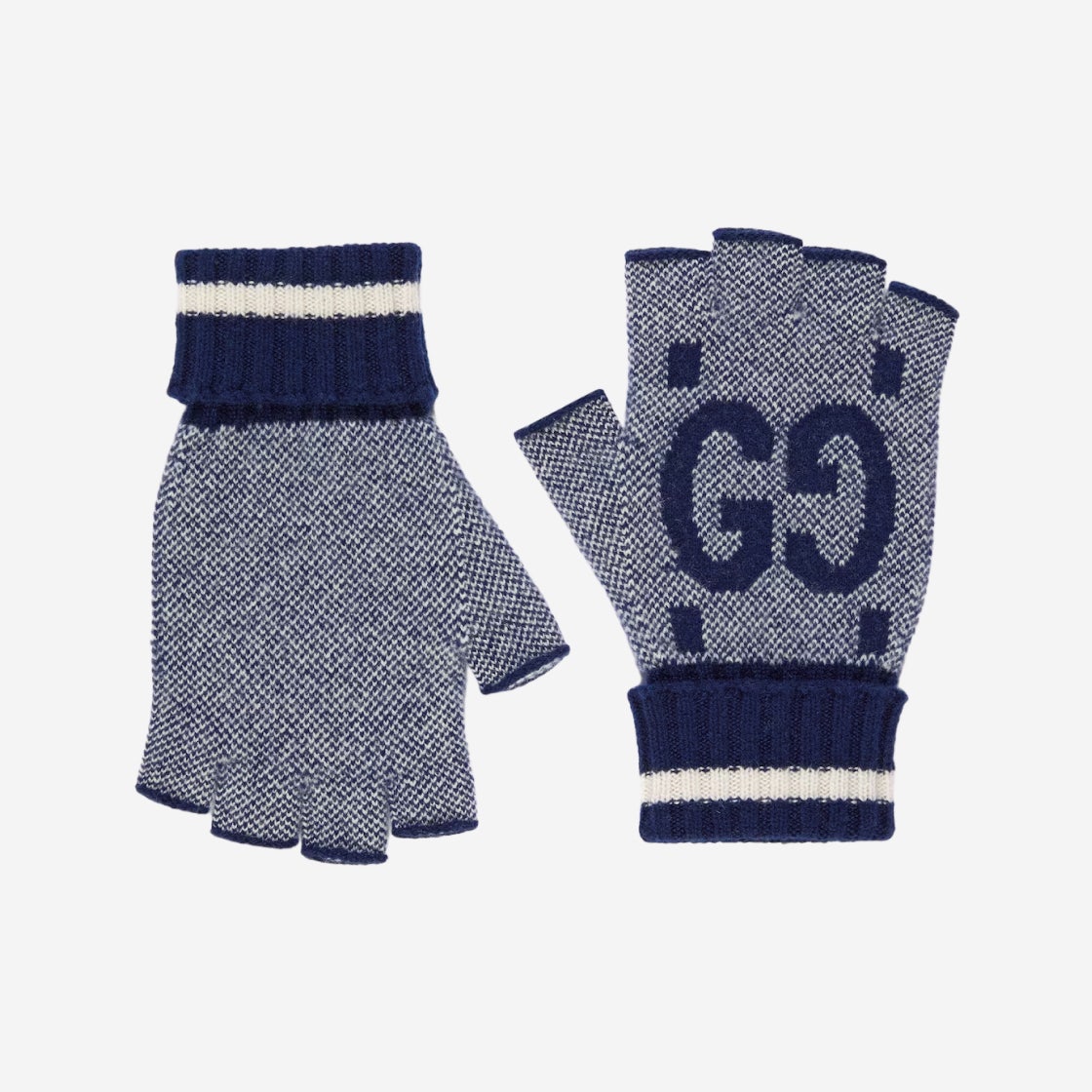 구찌 GG 캐시미어 핑거리스 글러브 네이비 아이보리 | Gucci | KREAM