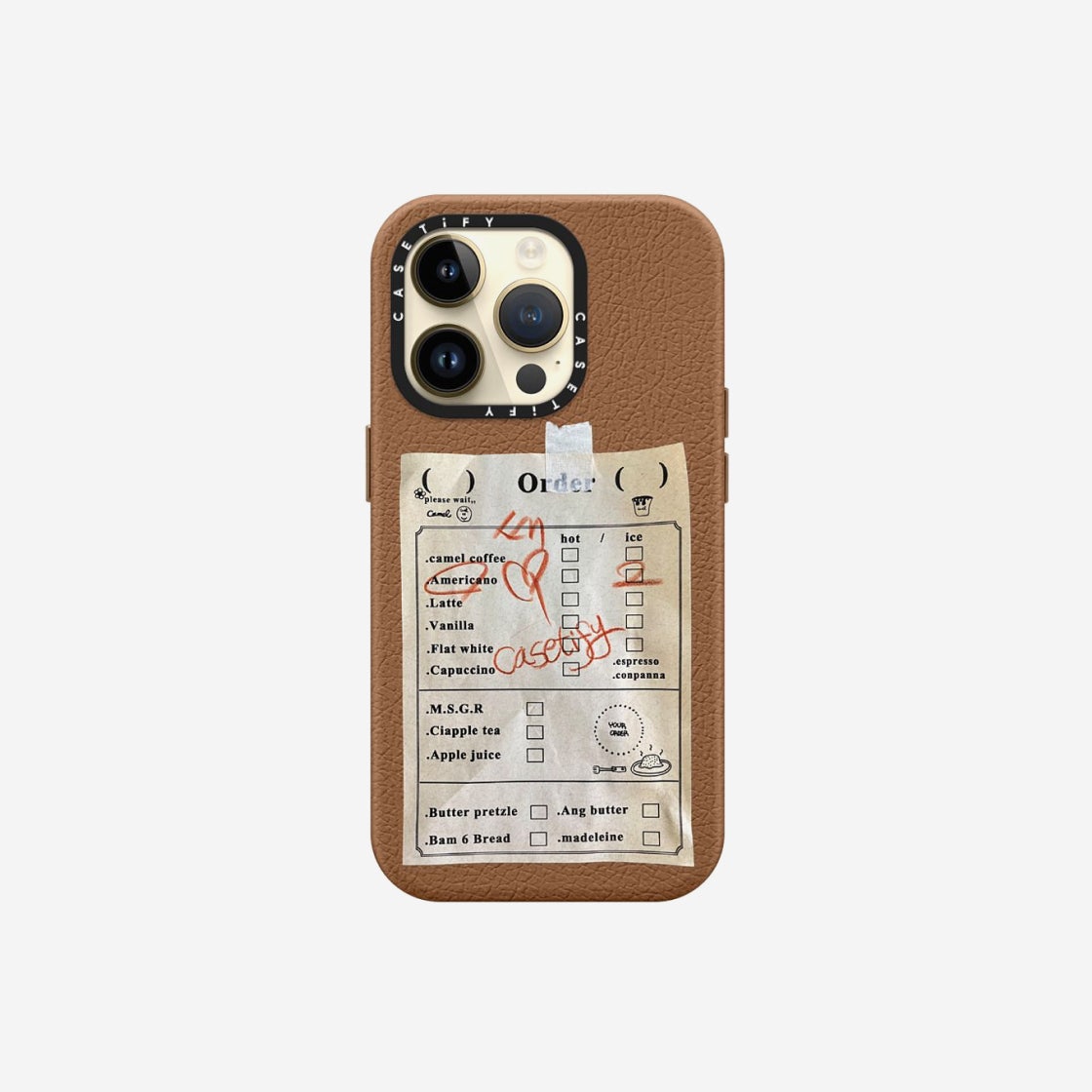 케이스티파이 x 카멜 커피 아이폰 오더 페이퍼 맥세이프 레더 케이스 라떼 | Casetify | KREAM