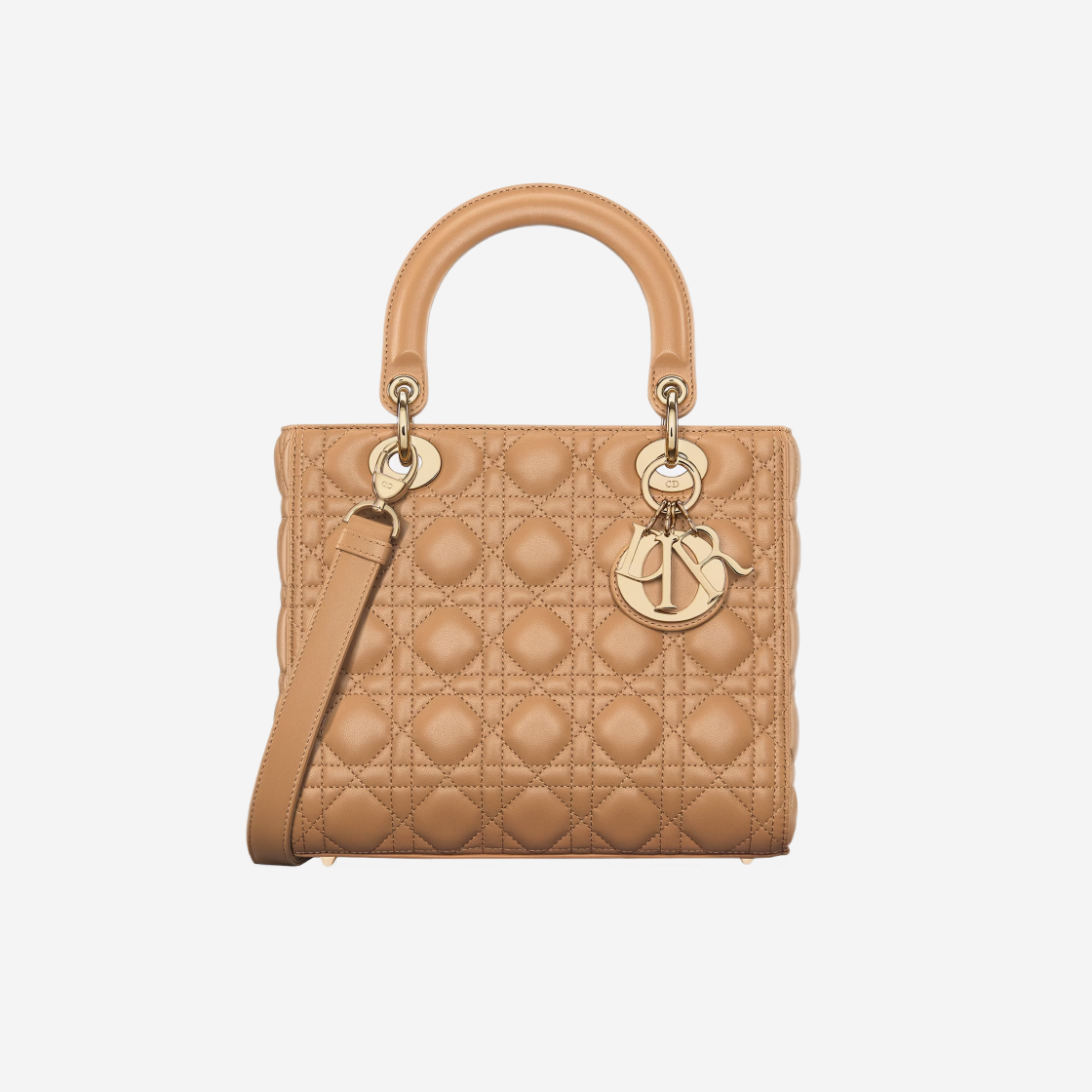 디올 미디움 레이디 백 까나쥬 램스킨 미디움 탄 | Dior | KREAM