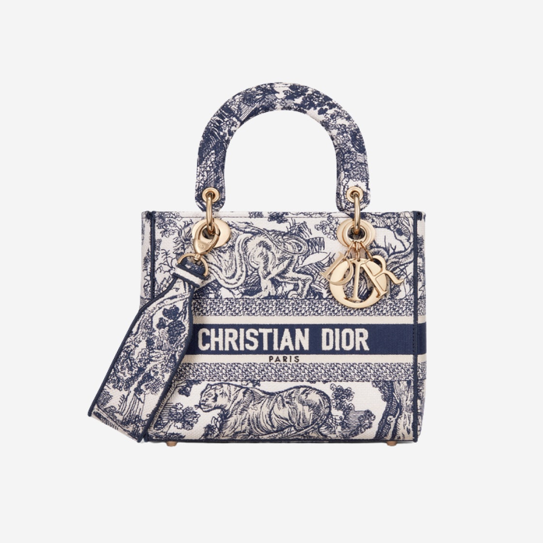 디올 미디움 레이디 D 라이트 백 트왈 드 주이 자수 블루 | Dior | KREAM