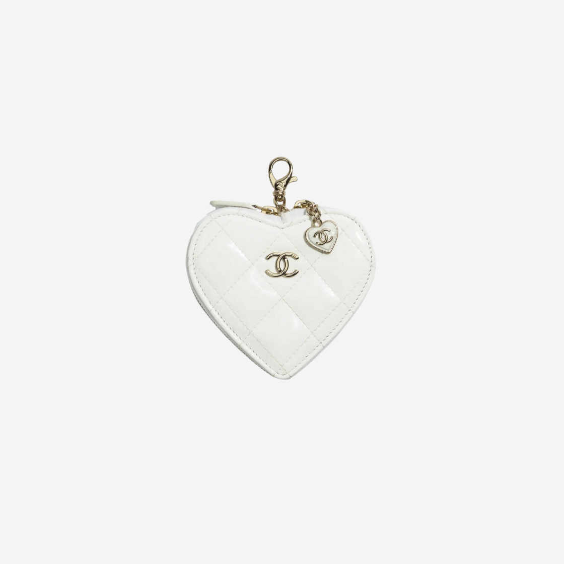 샤넬 지퍼 동전 지갑 페이턴트 카프스킨 레진 & 골드 메탈 화이트 | Chanel | KREAM