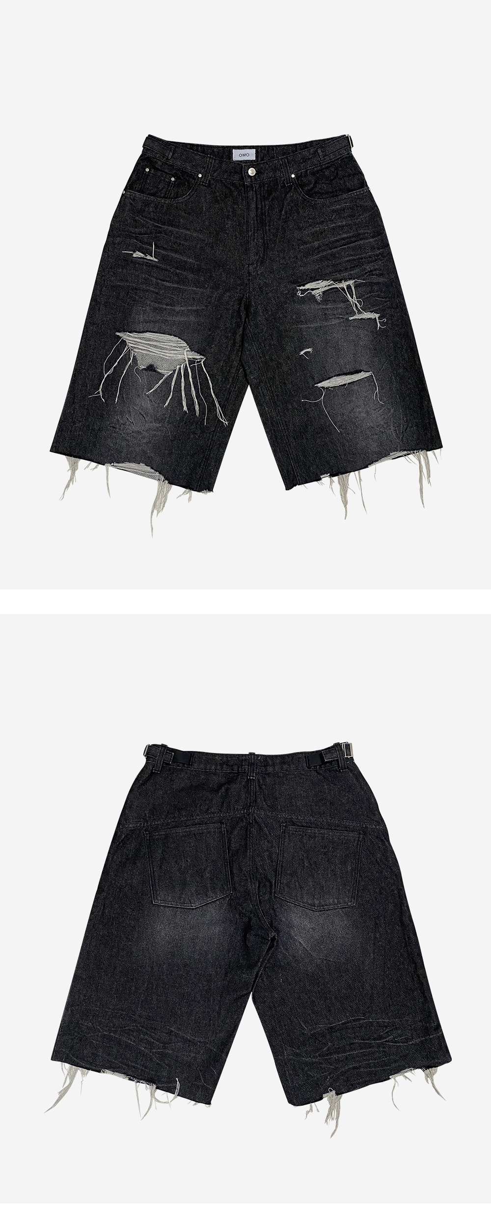 오엠오 디스트레스드 데님 쇼츠 블랙 | OMO | KREAM