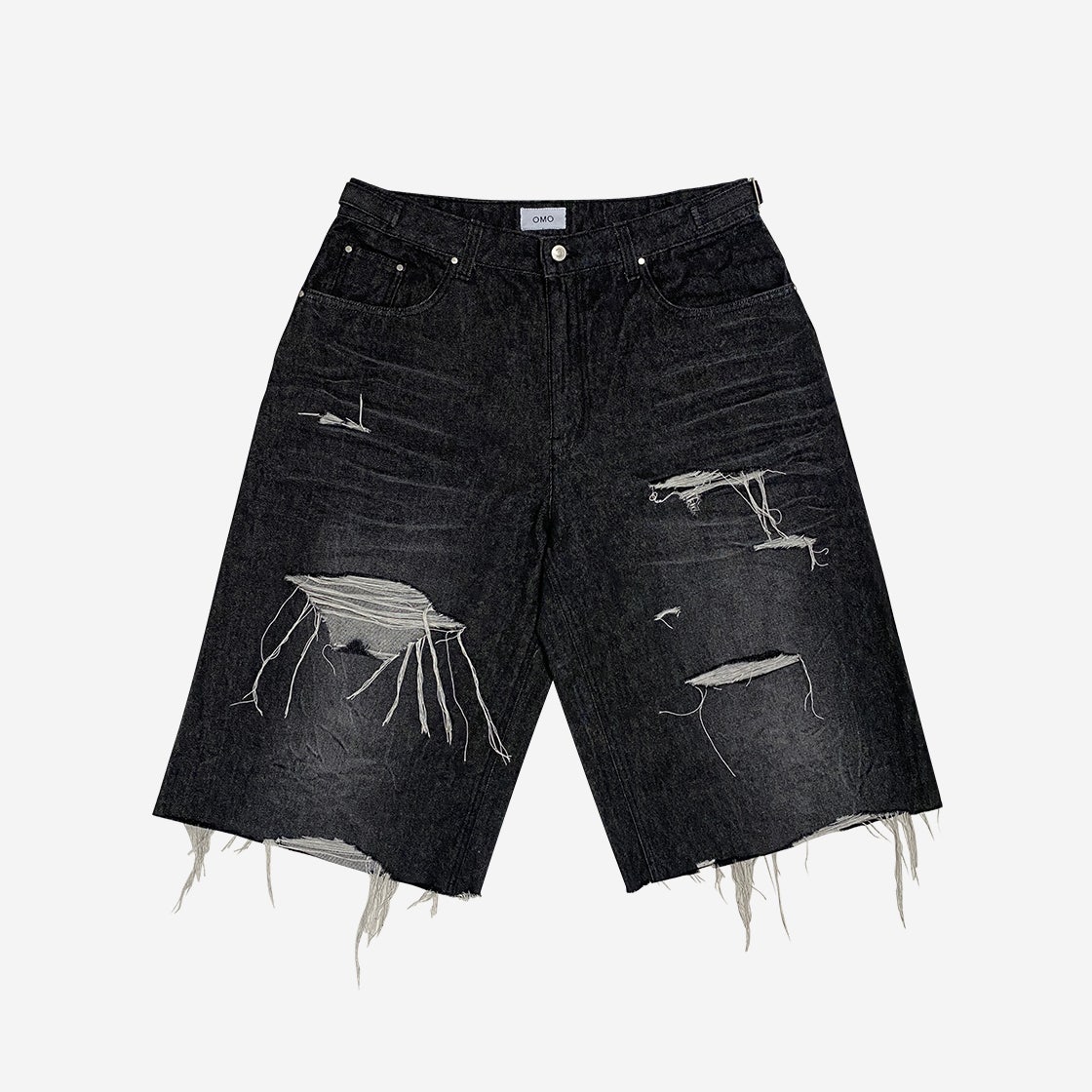 오엠오 디스트레스드 데님 쇼츠 블랙 | OMO | KREAM