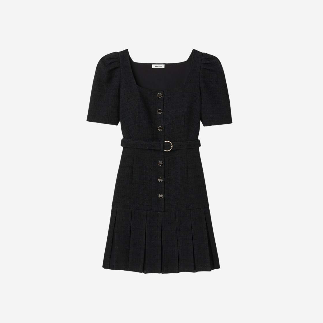 (W) 산드로 스퀘어넥 트위드 드레스 블랙 | Sandro | KREAM