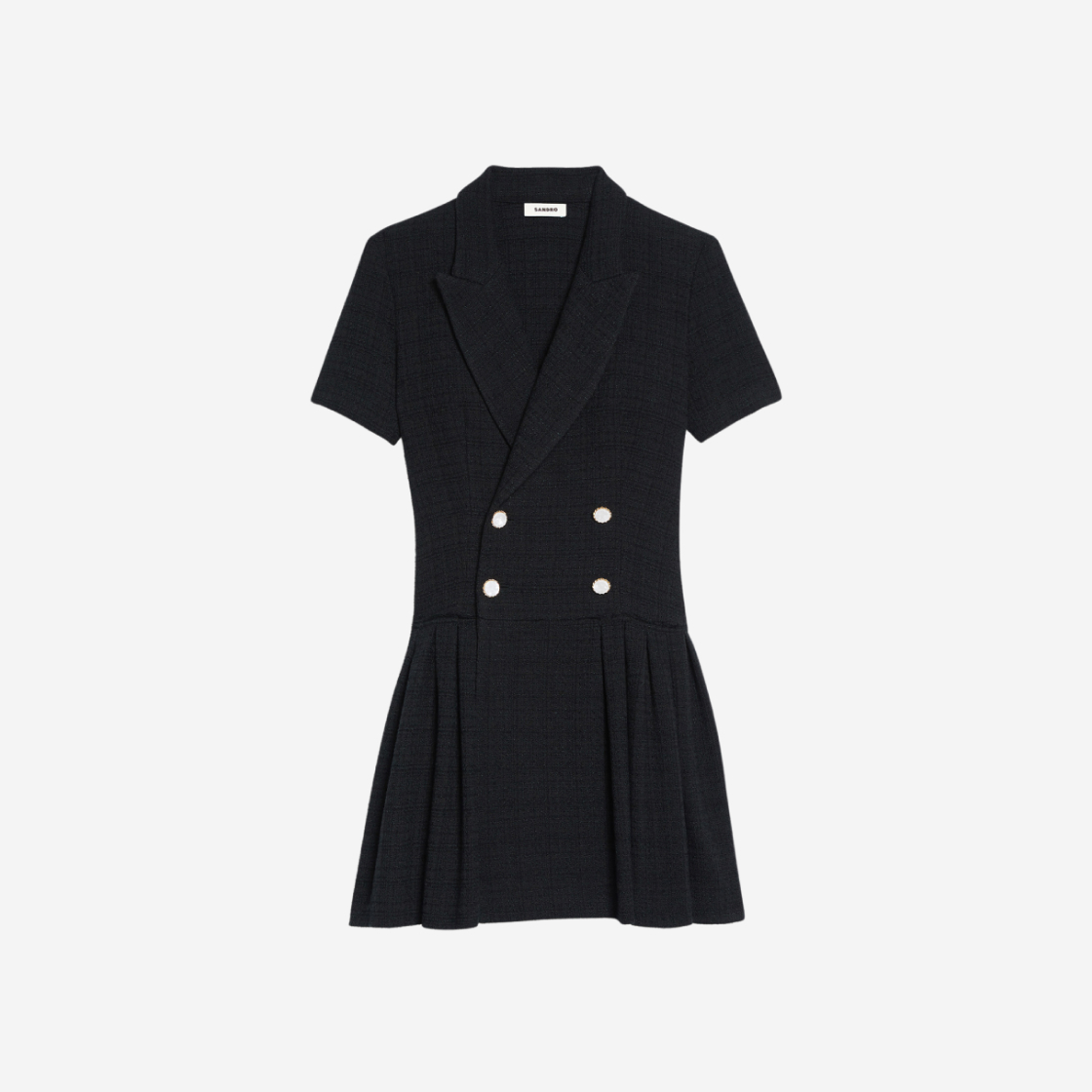 (W) 산드로 트위드 플리츠 드레스 블랙 | Sandro | KREAM