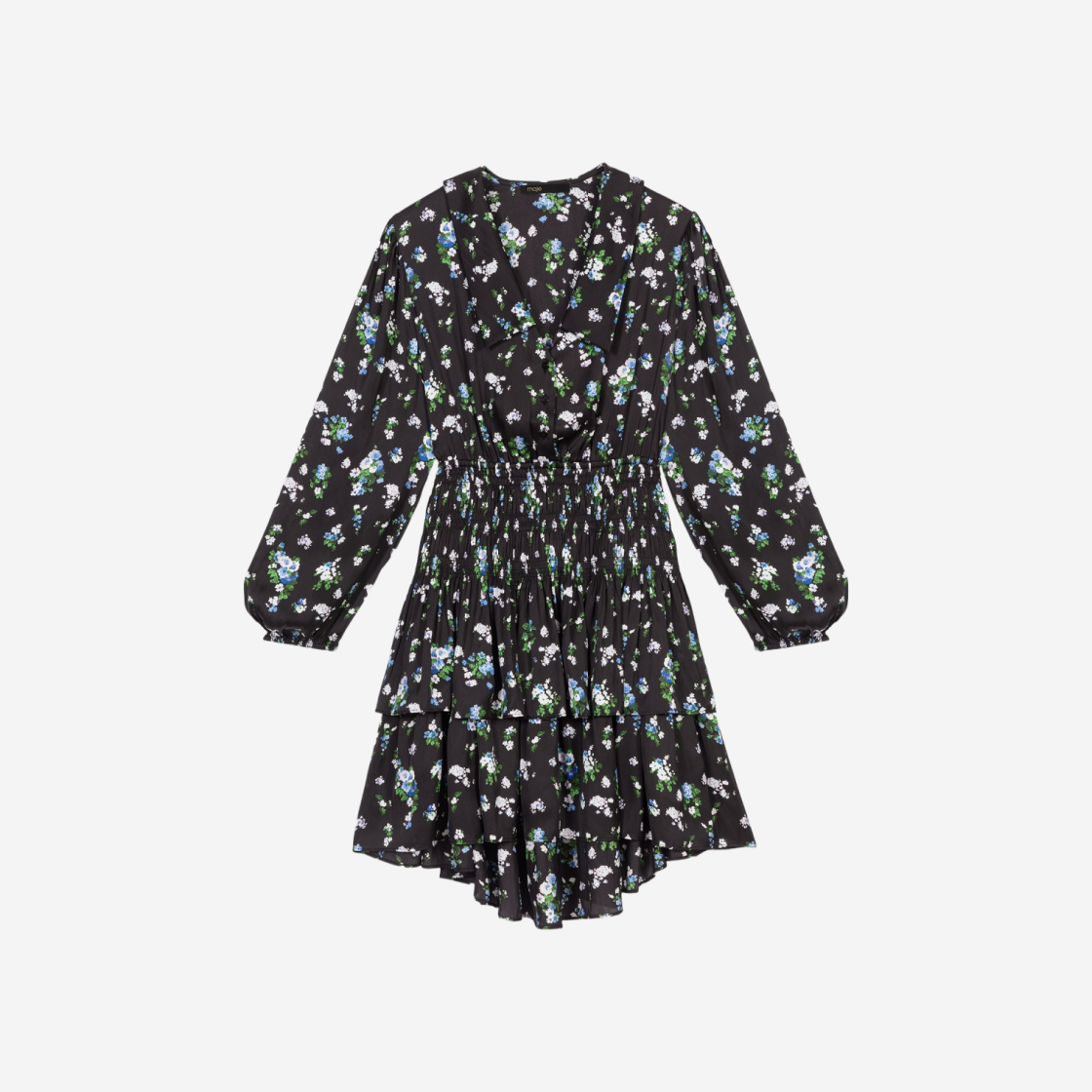 (W) 마쥬 스모크드 플로럴 프린트 드레스 블루 부케 | Maje | KREAM