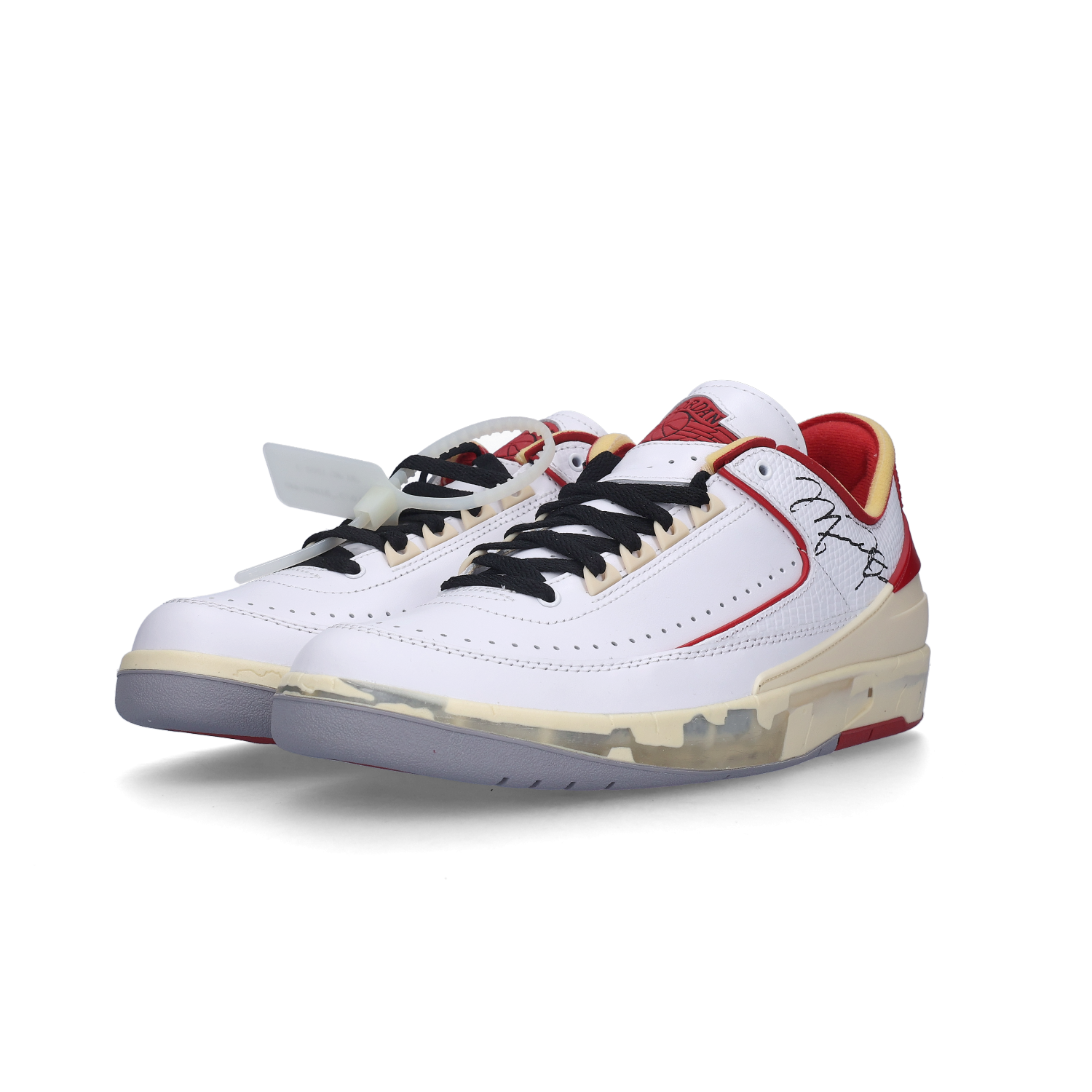 조던 2 x 오프화이트 레트로 로우 SP 화이트 앤 바시티 레드 | KREAM