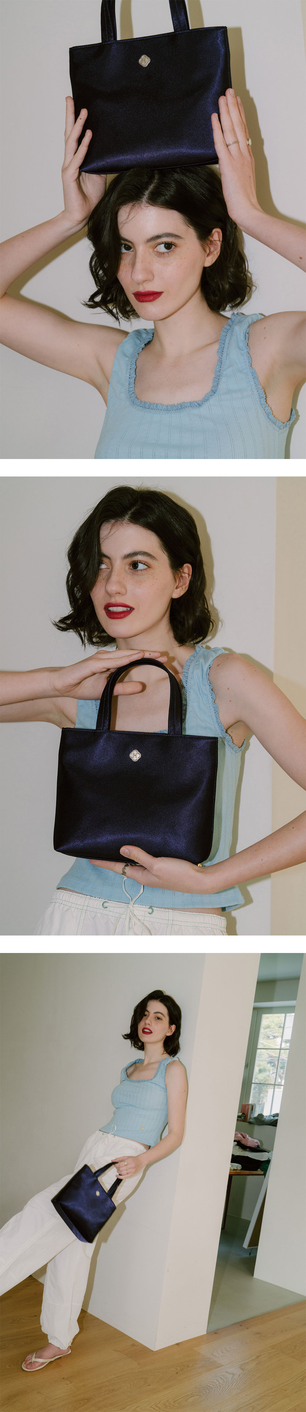 히어리 우먼 마리 실크 토트 백 네이비 | Heeari | KREAM