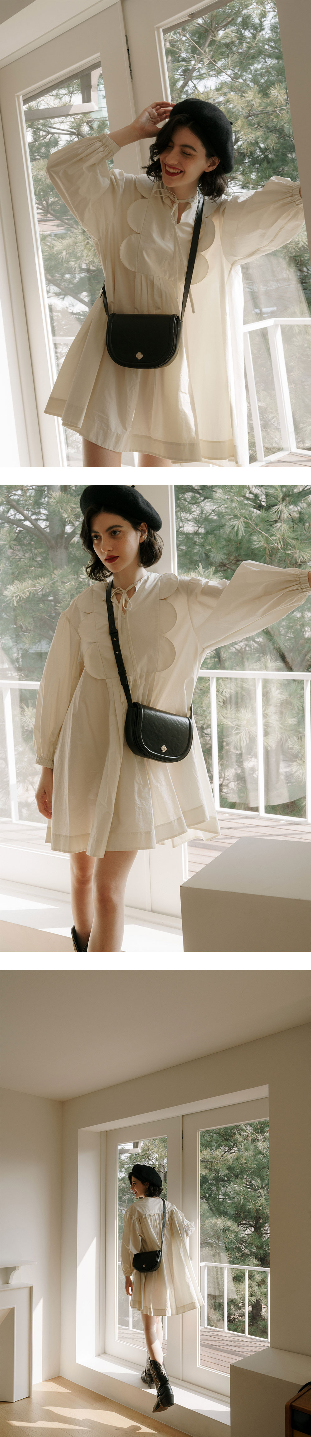 히어리 우먼 달리아 하프 문 백 블랙 | Heeari | KREAM