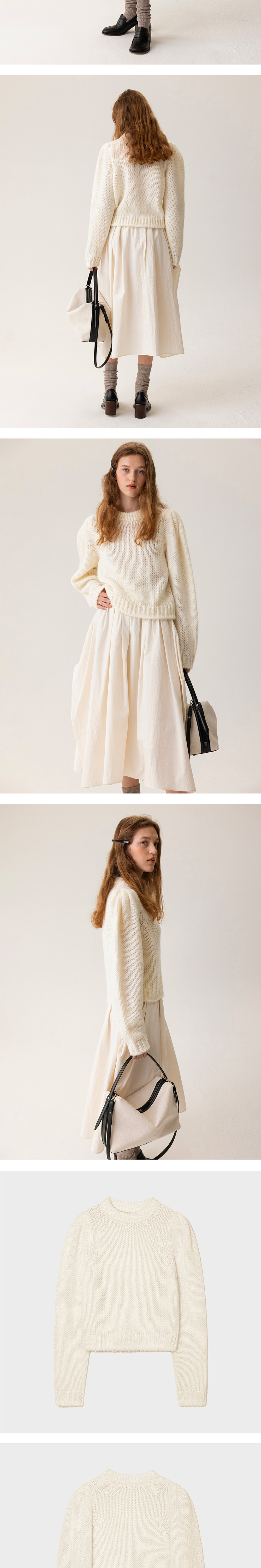 킨더살몬 우먼 퍼프 슬리브 롱 풀오버 바닐라 - FW23 | KINDERSALMON | KREAM