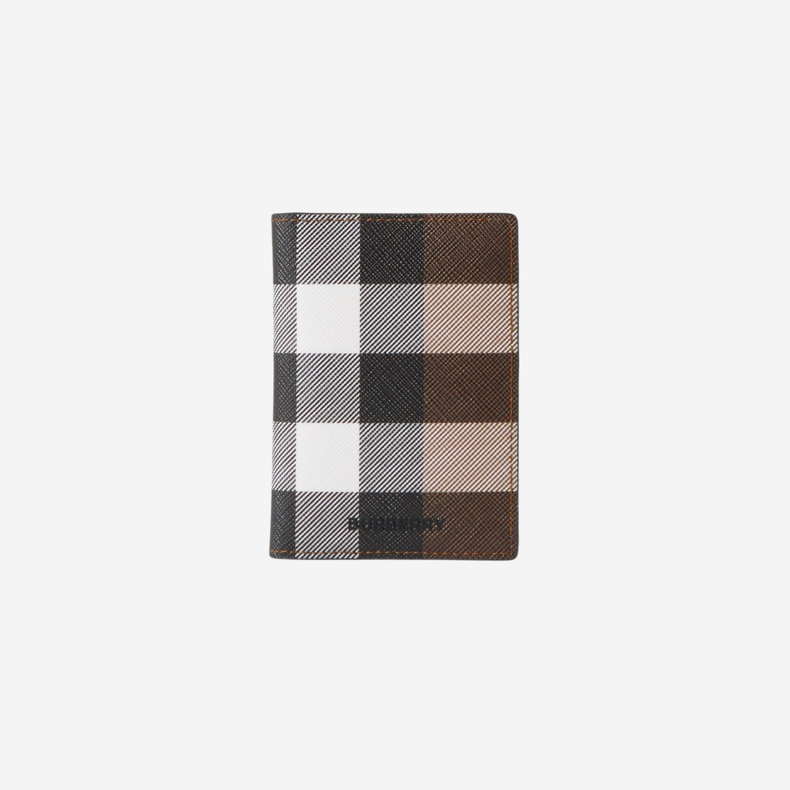 버버리 체크 레더 폴딩 카드 케이스 다크 비치 브라운 Burberry Kream