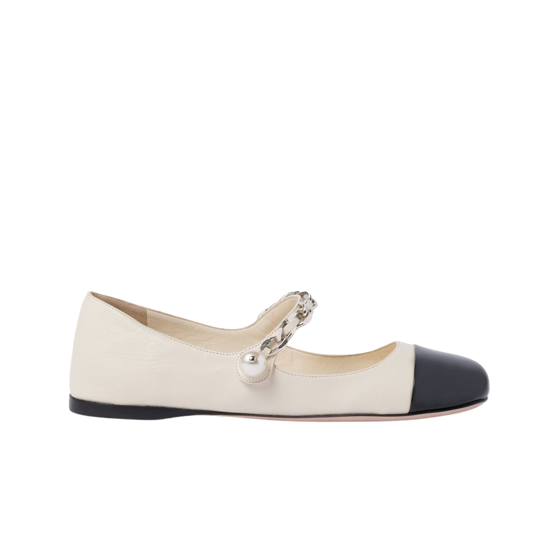 (W) 미우 미우 레더 발레리나 아이보리 블랙 | Miu Miu | KREAM