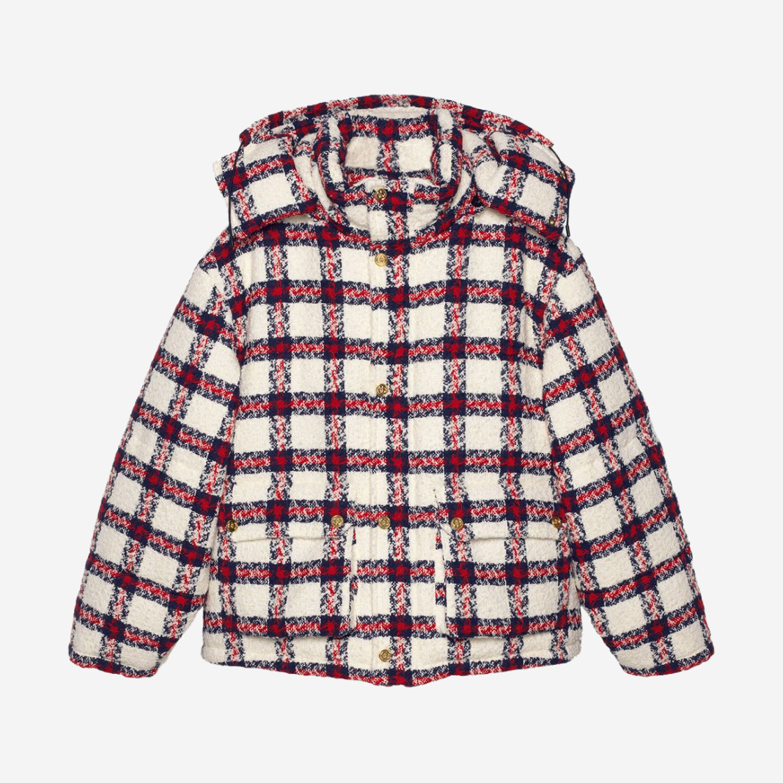 (W) 구찌 트위드 체크 프린트 패딩 자켓 화이트 | Gucci | KREAM