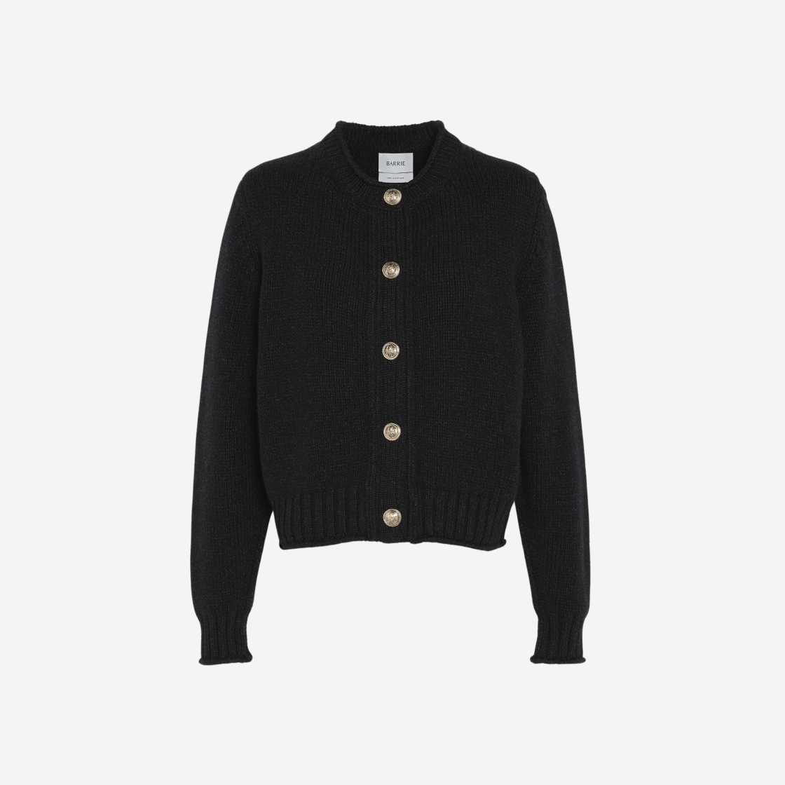 (W) 배리 골드 버튼 청키 캐시미어 가디건 아란 블랙 | Barrie | KREAM