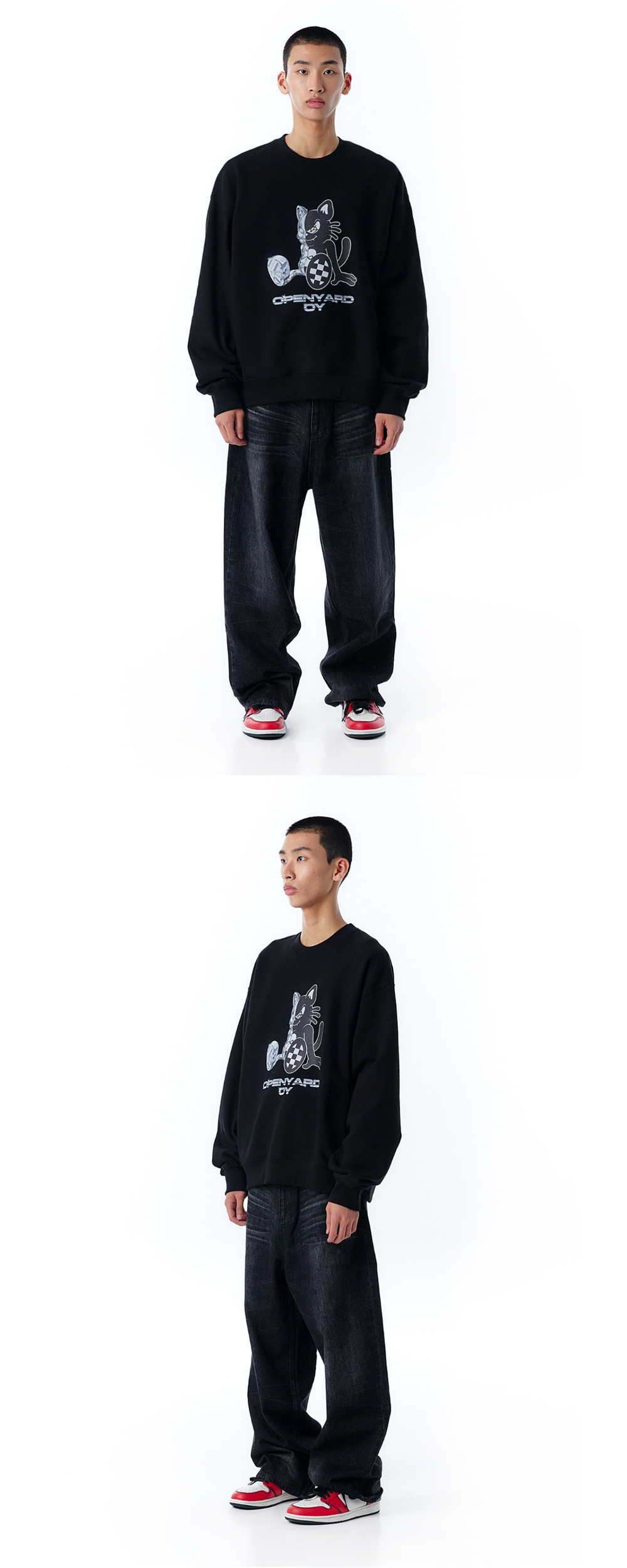 오와이 머신 블랙 캣 스웨트셔츠 블랙 | OY | KREAM