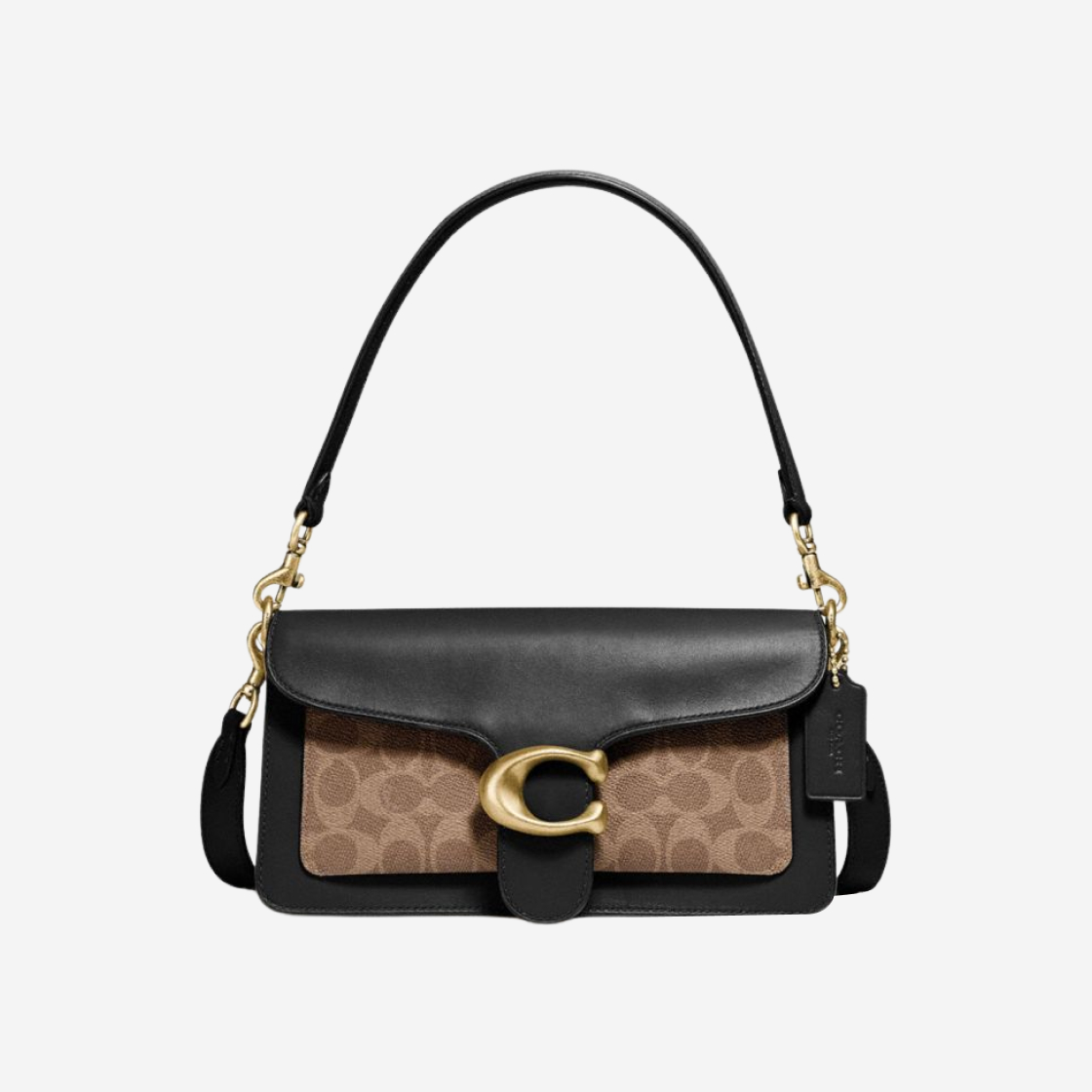 코치 타비 숄더백 시그니쳐 캔버스 탄 블랙 | Coach | KREAM