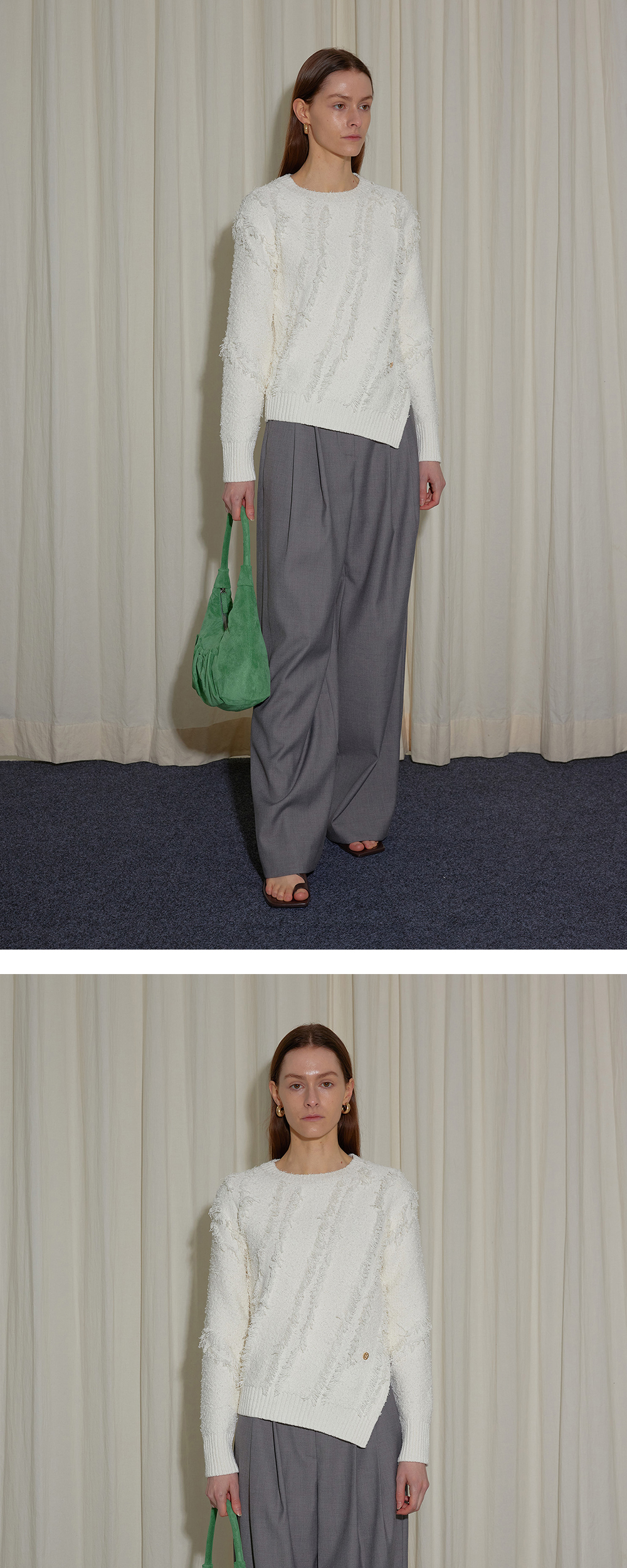 엔오르 우먼 프린지 컷 아웃 니트 화이트 | ENOR | KREAM