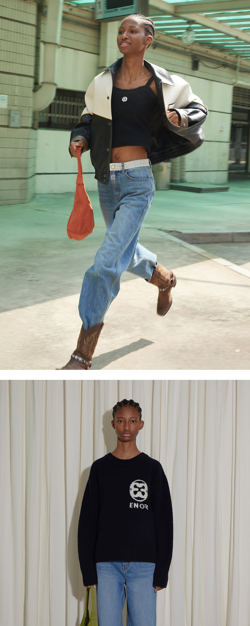 엔오르 우먼 루즈 핏 워싱 데님 블루 | ENOR | KREAM