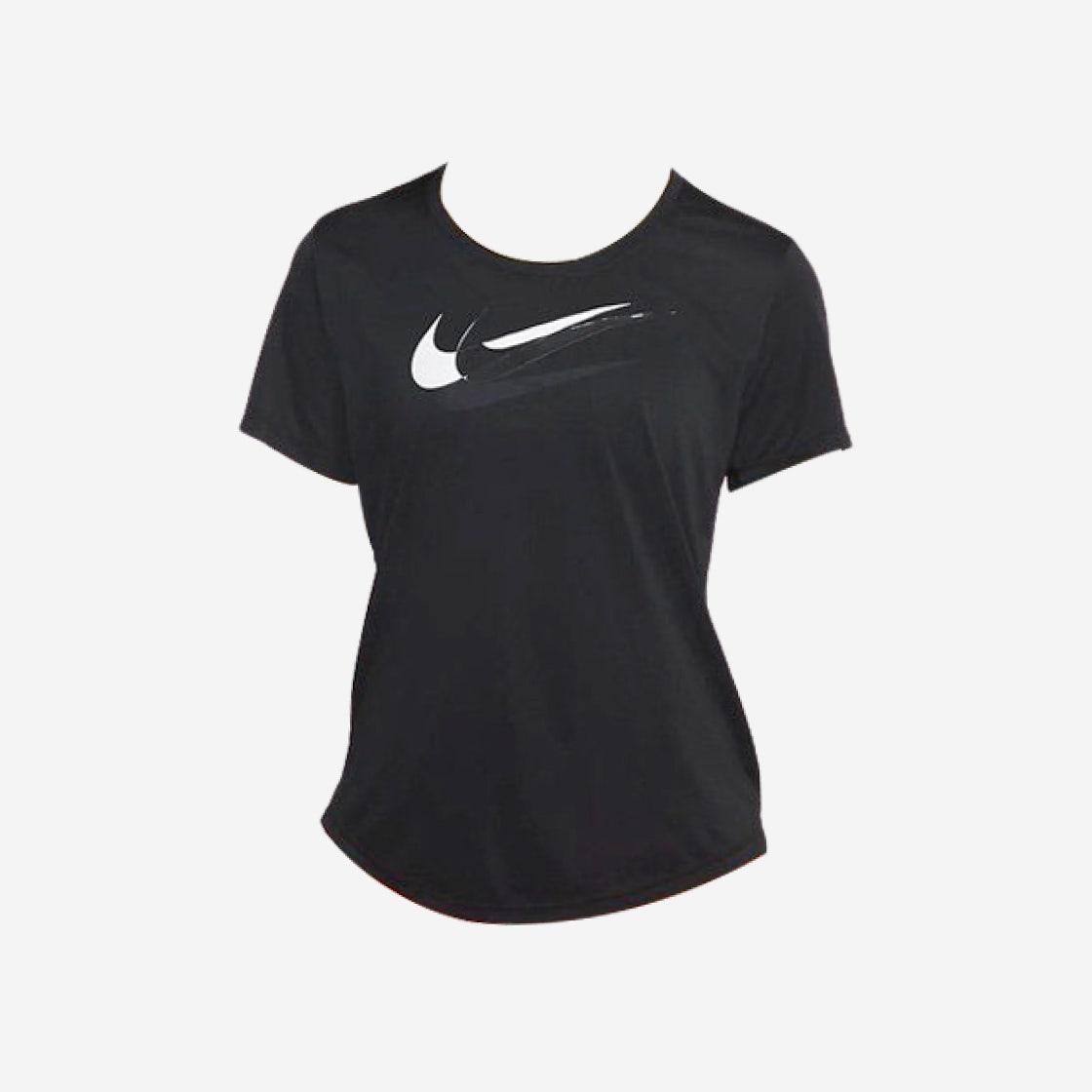 (W) 나이키 드라이핏 스우시 숏슬리브 러닝 탑 블랙 화이트 - US/EU | Nike | KREAM