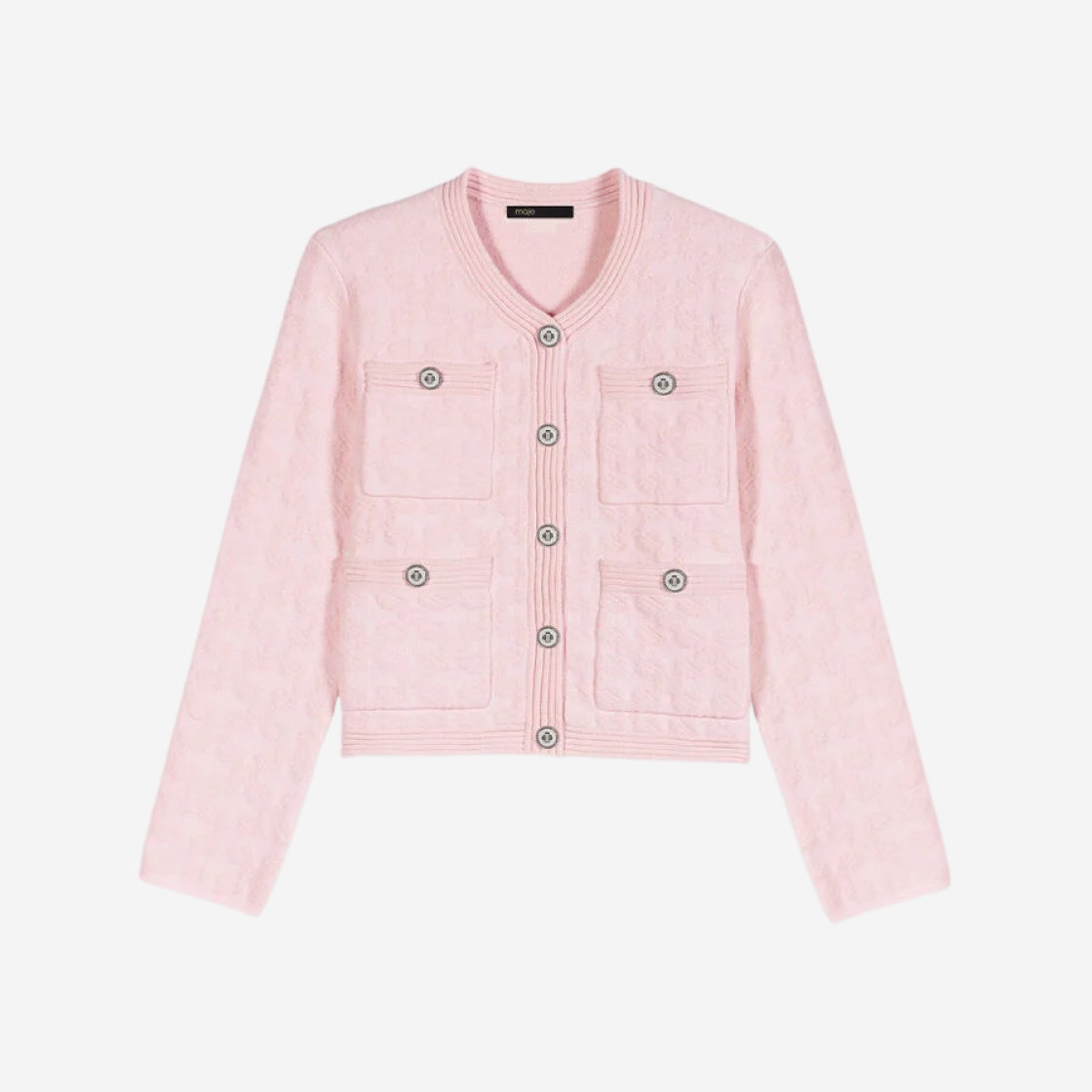 (W) 마쥬 핑크 텍스쳐 니트 가디건 핑크 | Maje | KREAM