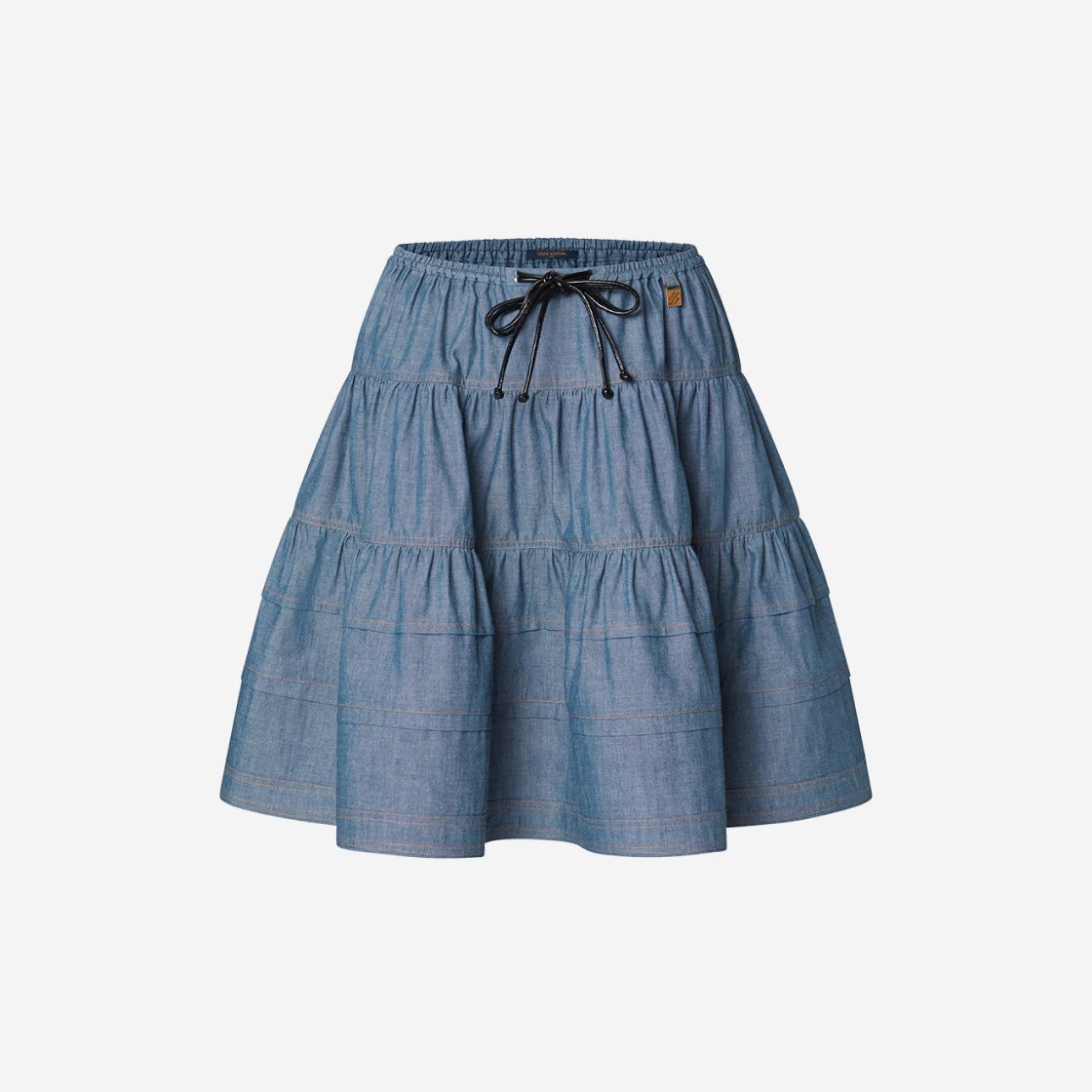 (W) 루이비통 티어드 샴브레이 스커트 블루 신 | Louis Vuitton | KREAM