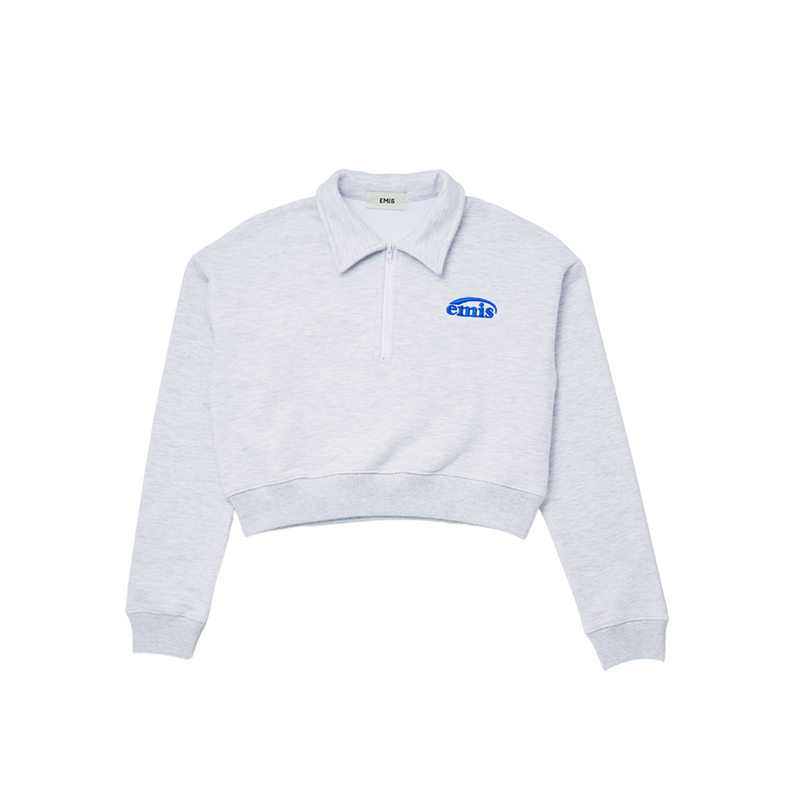 (W) 이미스 뉴 로고 크롭 집업 멜란지 그레이 - 22SS | Emis | KREAM