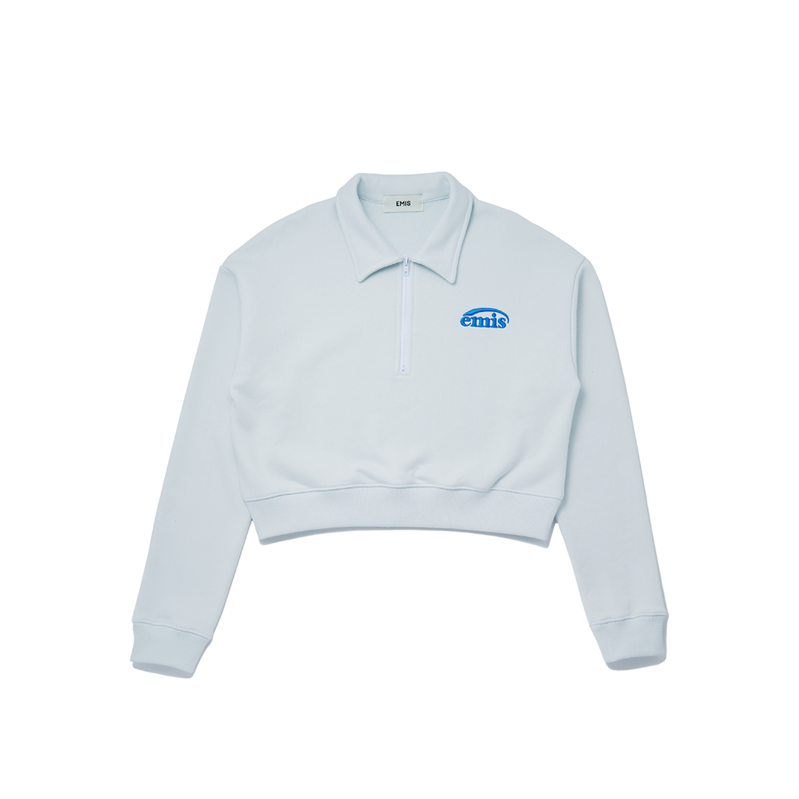(W) 이미스 뉴 로고 크롭 집업 라이트 블루 - 22SS | Emis | KREAM