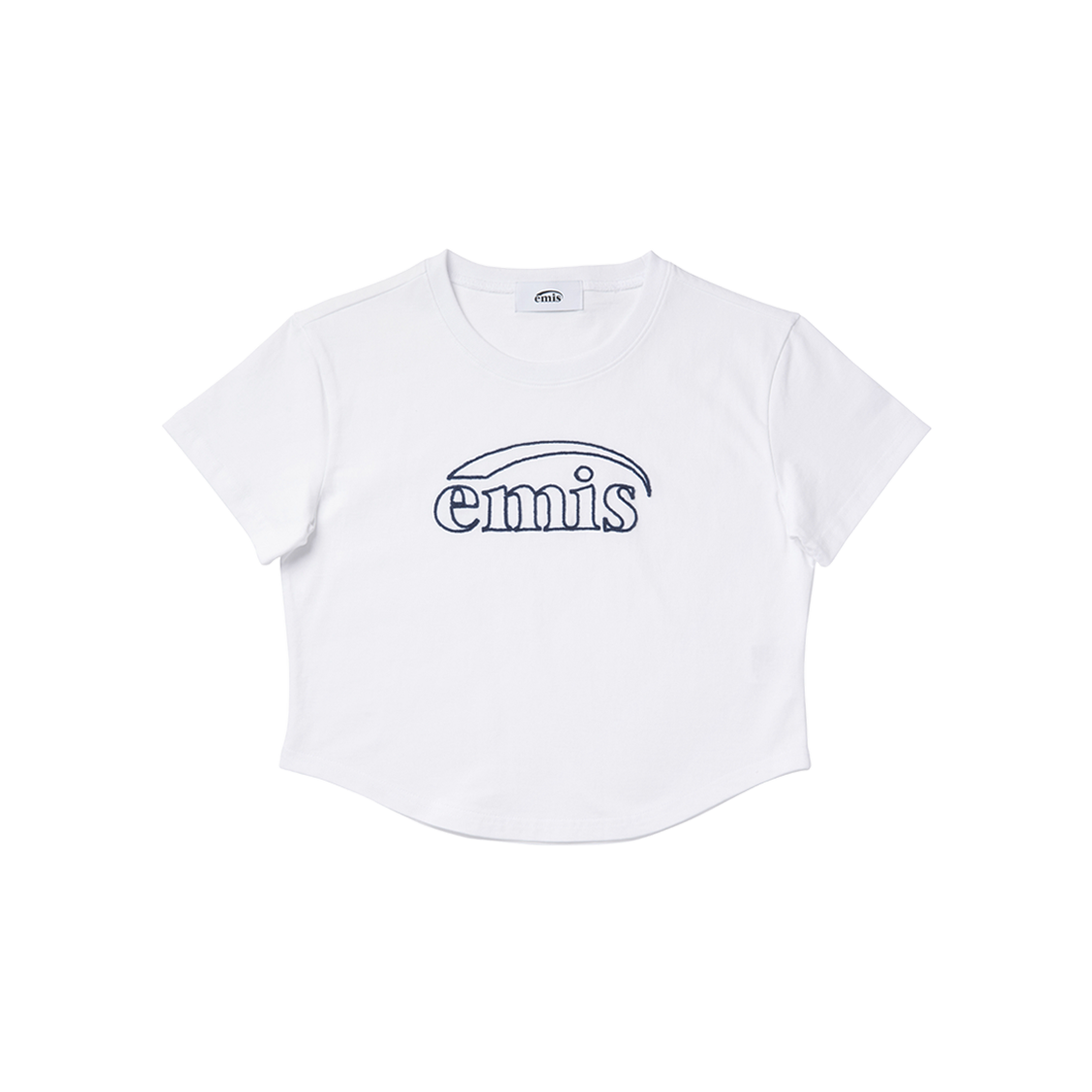 (W) 이미스 크롭 체인 스티치 티셔츠 화이트 | Emis | KREAM