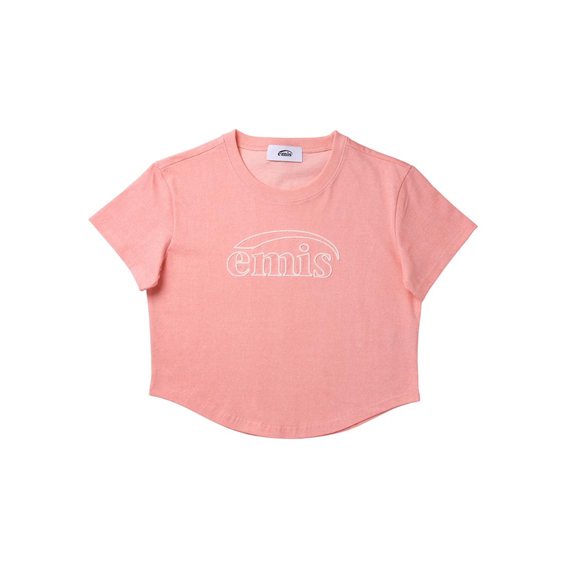 (W) 이미스 크롭 체인 스티치 티셔츠 핑크 | Emis | KREAM